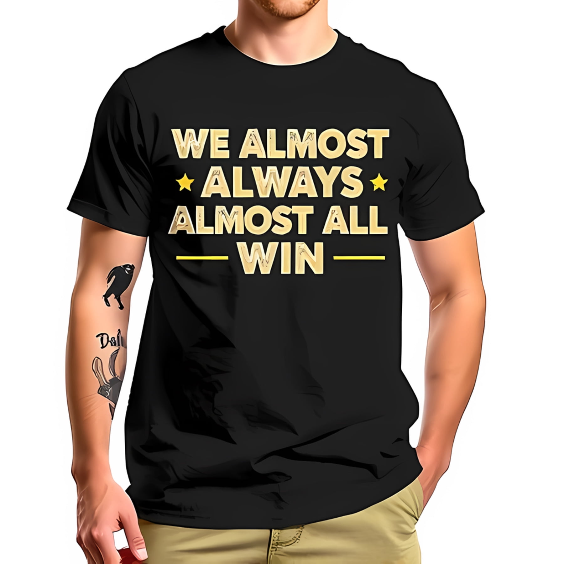Men's Cotton Short Sleeve T-Shirt with Gold Lettered Motivational ...