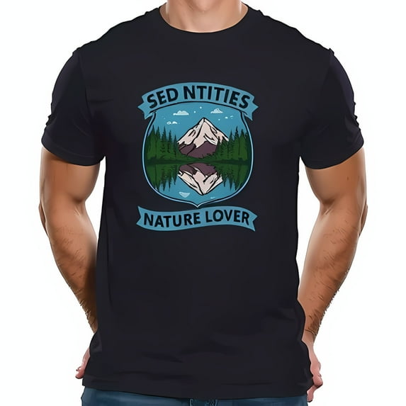 Men's Cotton Short Sleeve T-Shirt with Majestic Mountain Landscape ...
