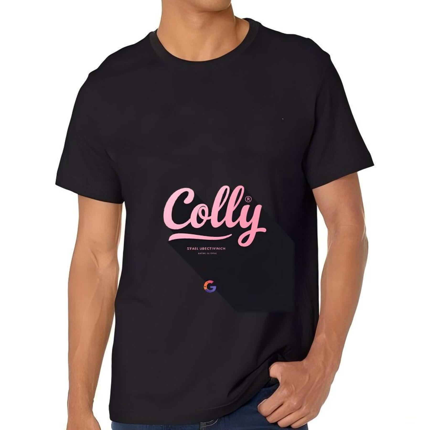 Men's Cotton Short Sleeve T-Shirt with Pink Cursive ' Colly ' Design ...