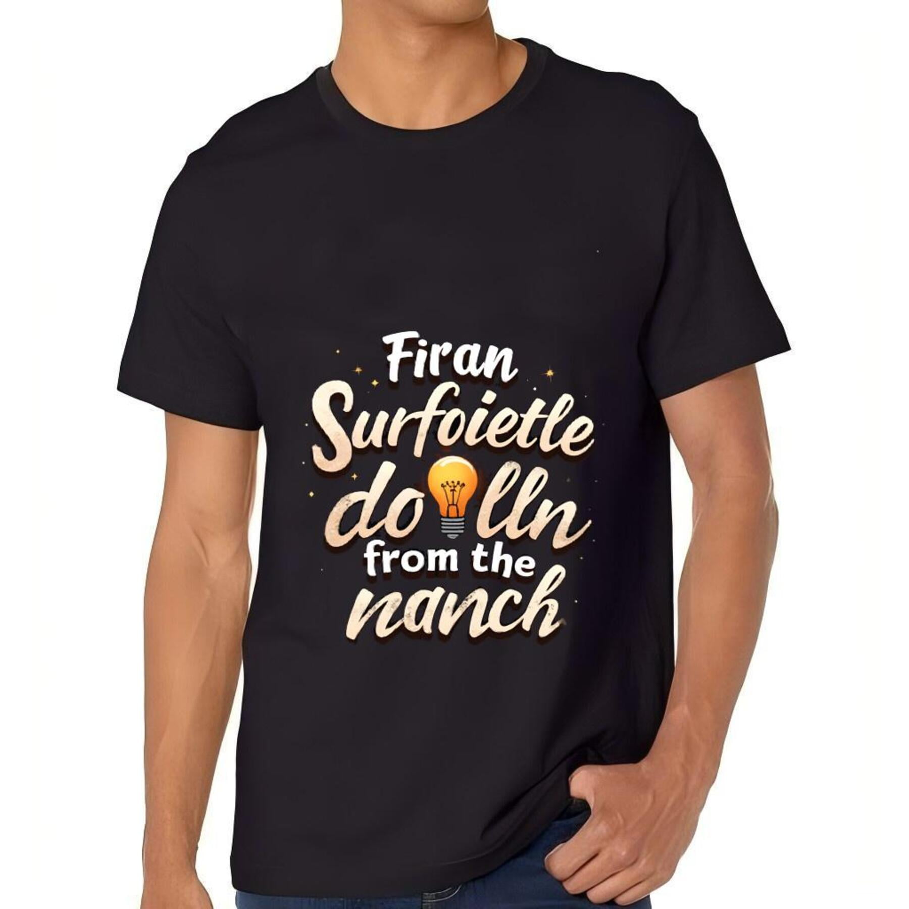 Men's Cotton Short Sleeve T-Shirt with Playful Cursive Design " Firan ...
