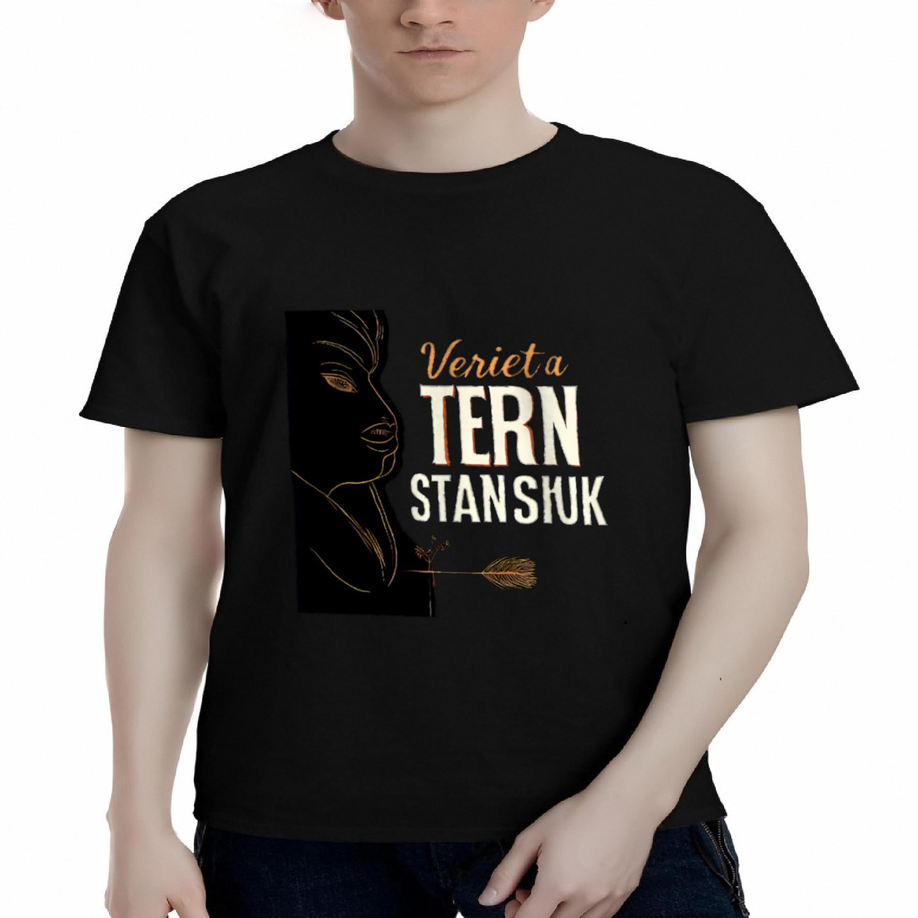 Men's Cotton Short Sleeve T-Shirt with Stylized Profile Face Graphic ...