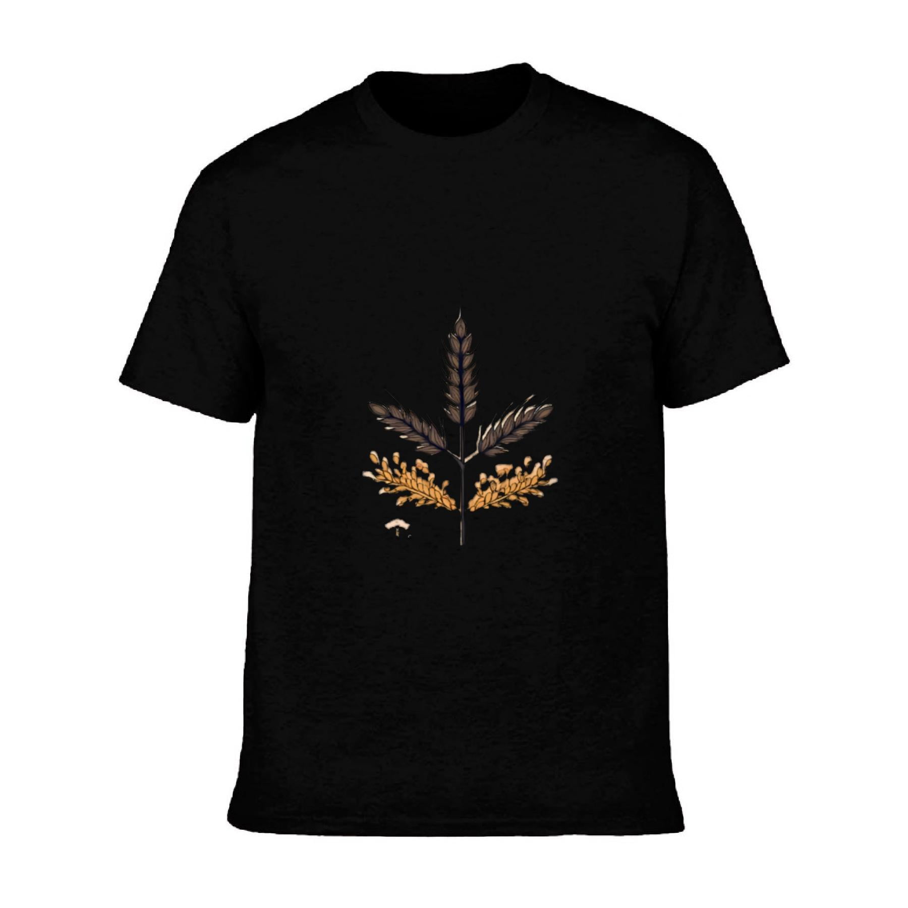 Men's Cotton Short Sleeve T-Shirt with Symmetrical Wheat Stalks ...