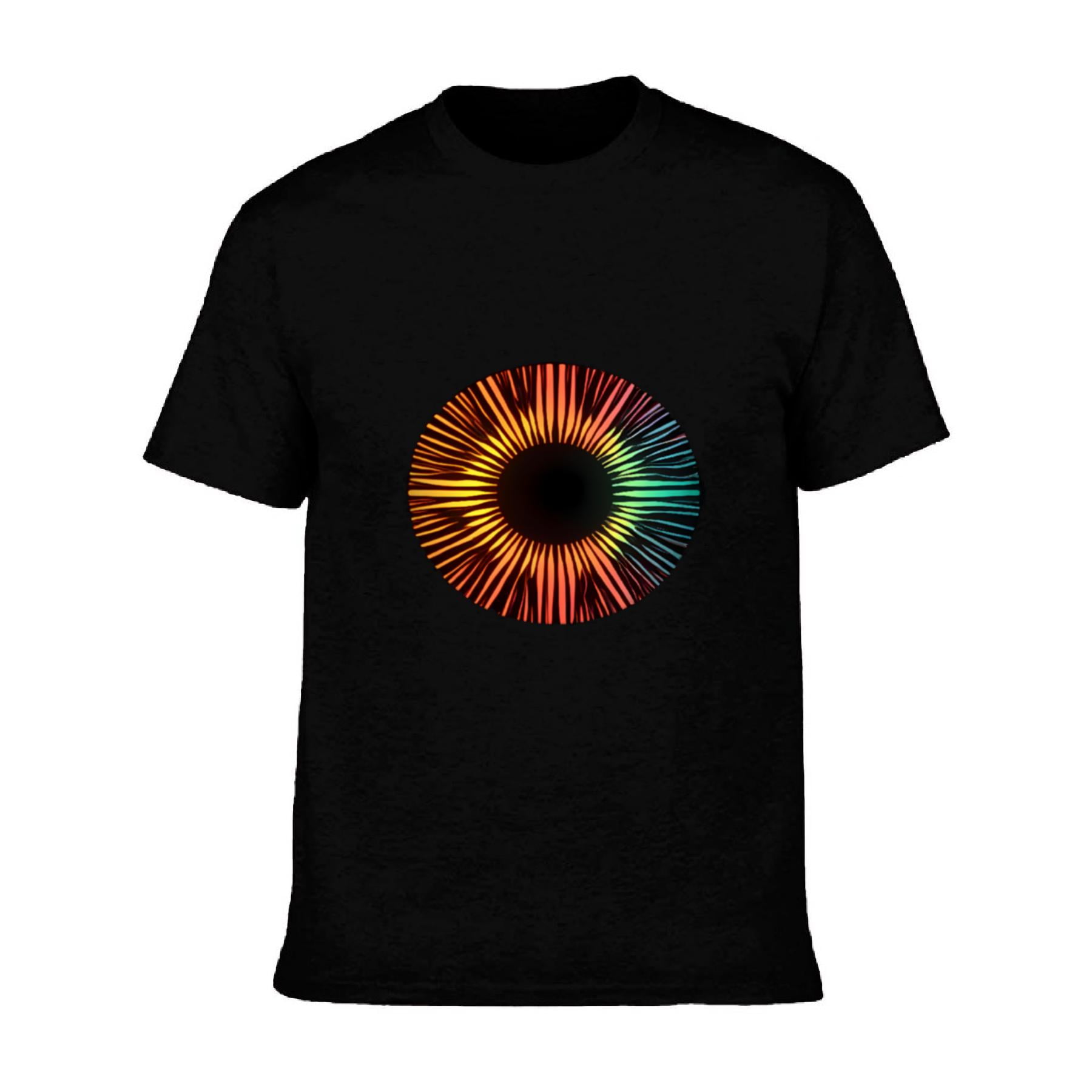 Men's Cotton Short Sleeve T-Shirt with Vibrant Circular Concentric Ring ...