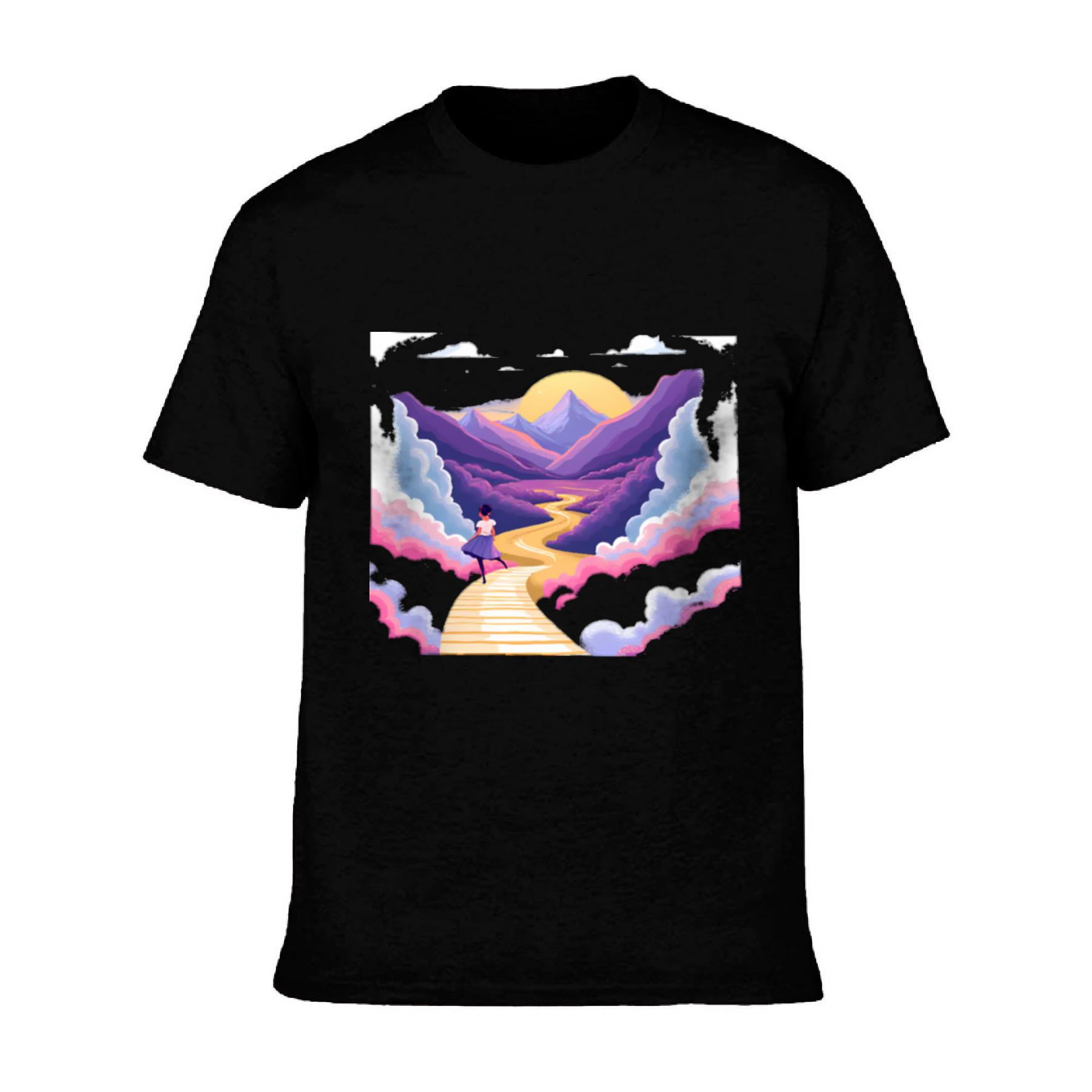 Men's Cotton Short Sleeve T-Shirts - Dreamlike Landscape Design with ...