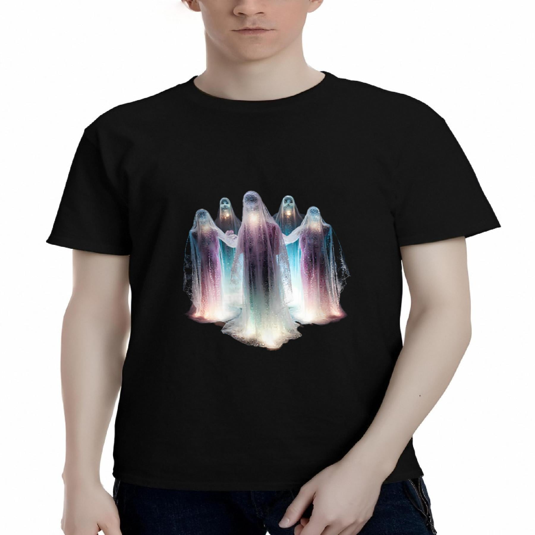 Men's Cotton Short Sleeve T-Shirts - Ethereal Circle Design with ...