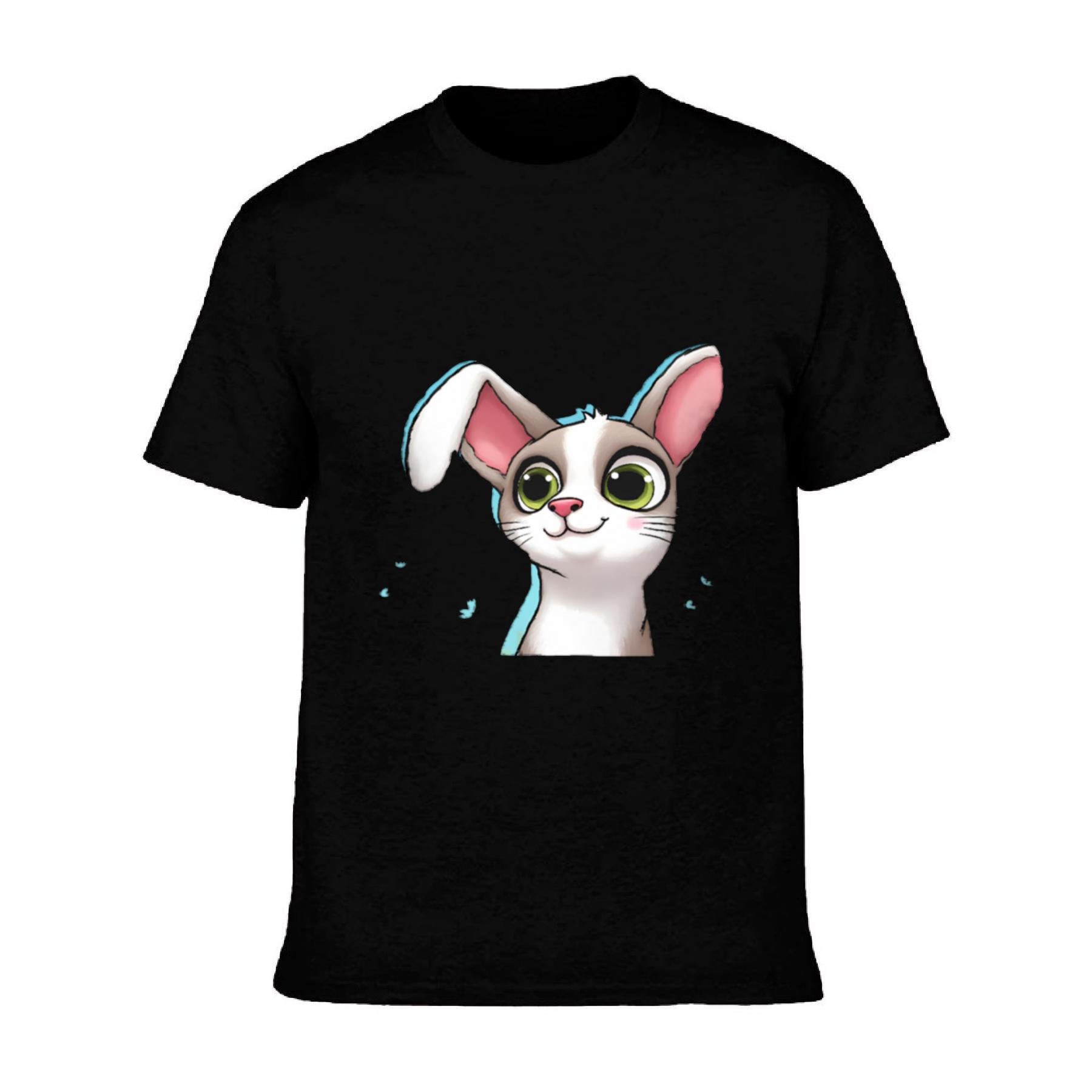Men's Cotton Short Sleeve T-Shirts - Playful Cat Design with Expressive ...