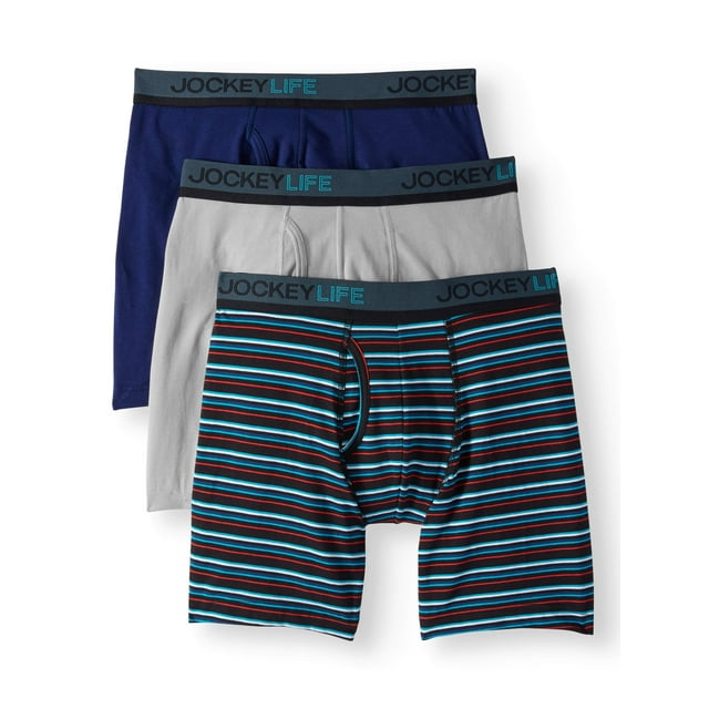 Men's Cotton Stretch Long-Leg Boxer Brief - 3 pack - Walmart.com