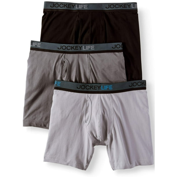 Men's Cotton Stretch Long-Leg Boxer Brief - 3 pack - Walmart.com