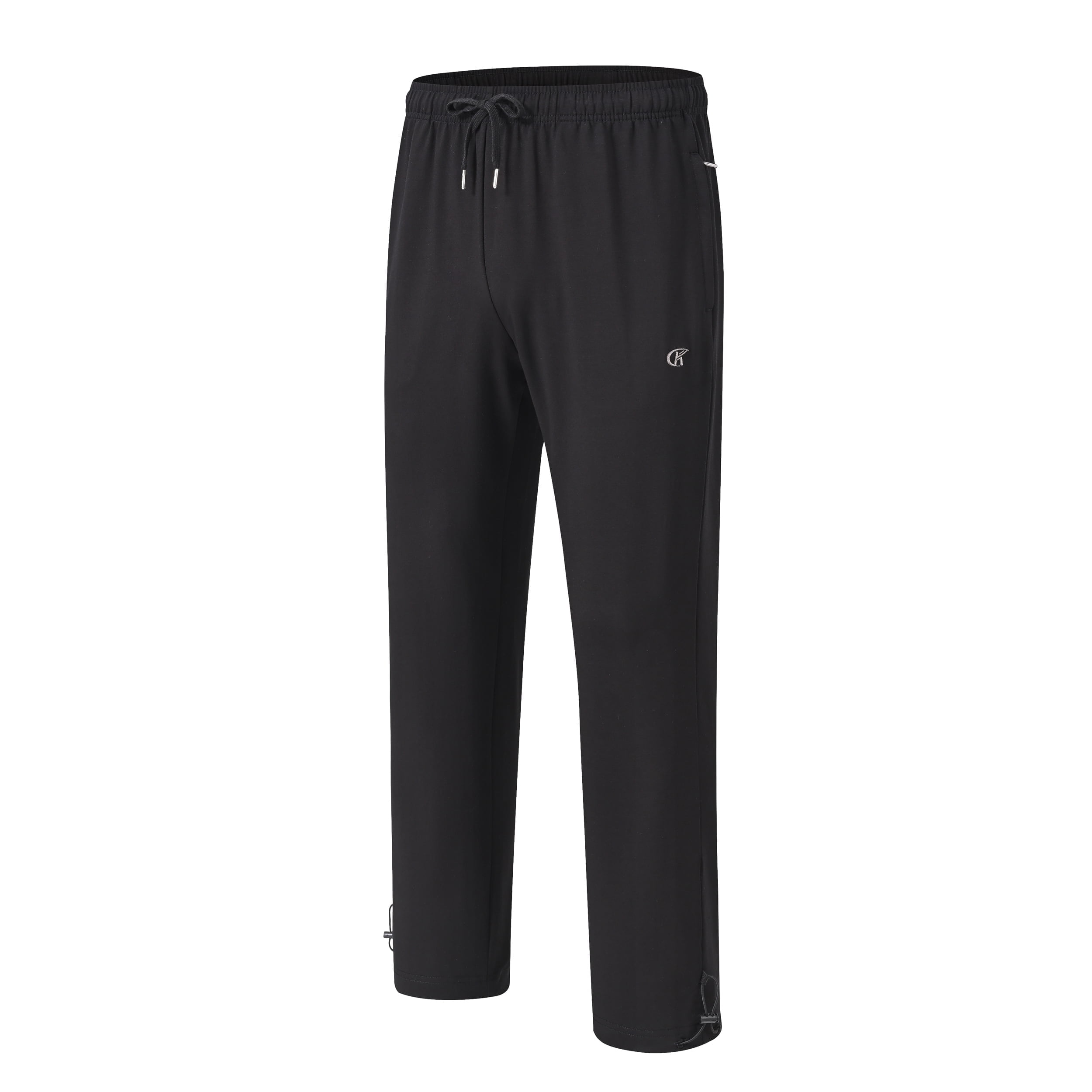Cotton Sweatpants - Casual Open Bottom Straight Leg Pants with Zipper ...