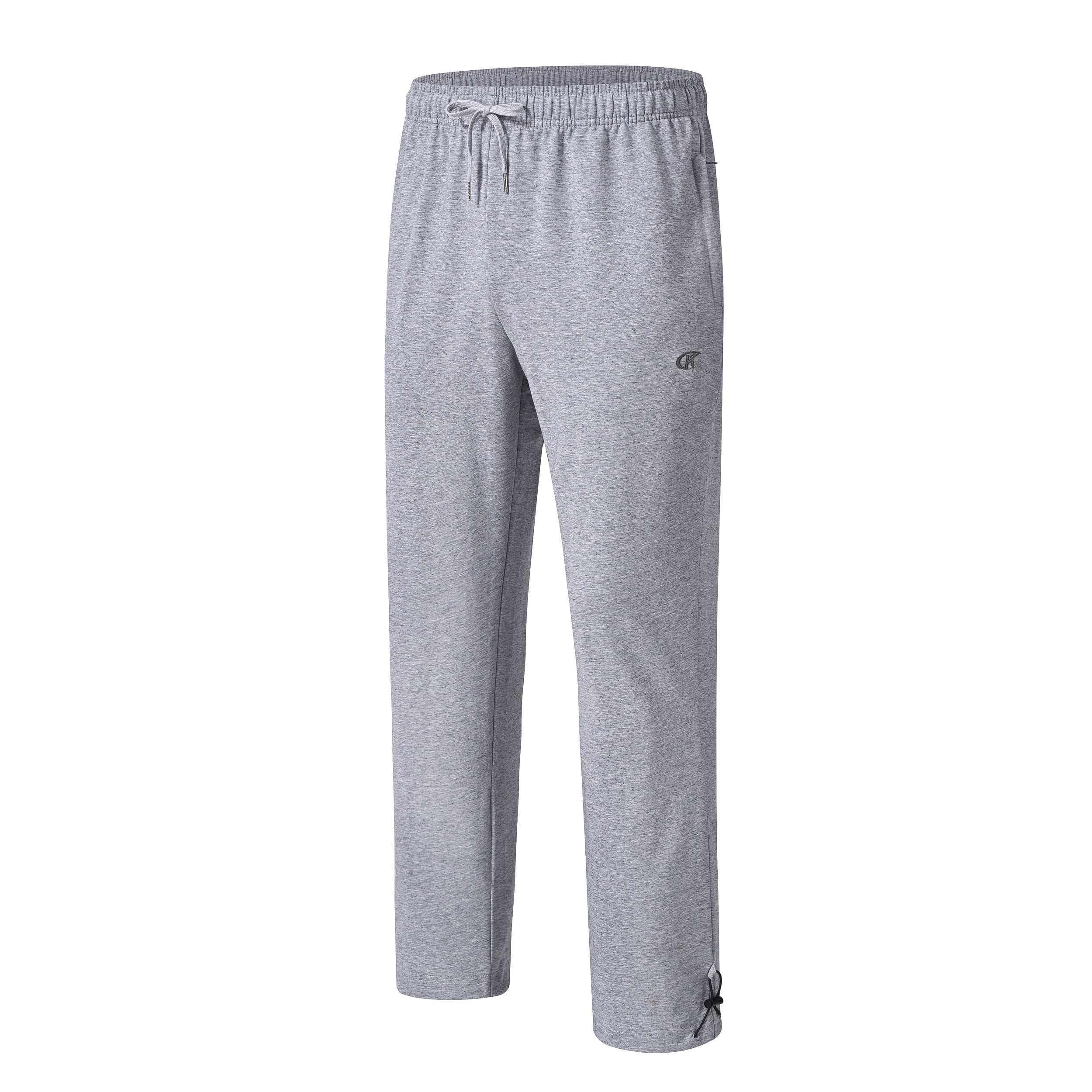 Cotton Sweatpants - Casual Open Bottom Straight Leg Pants with Zipper ...