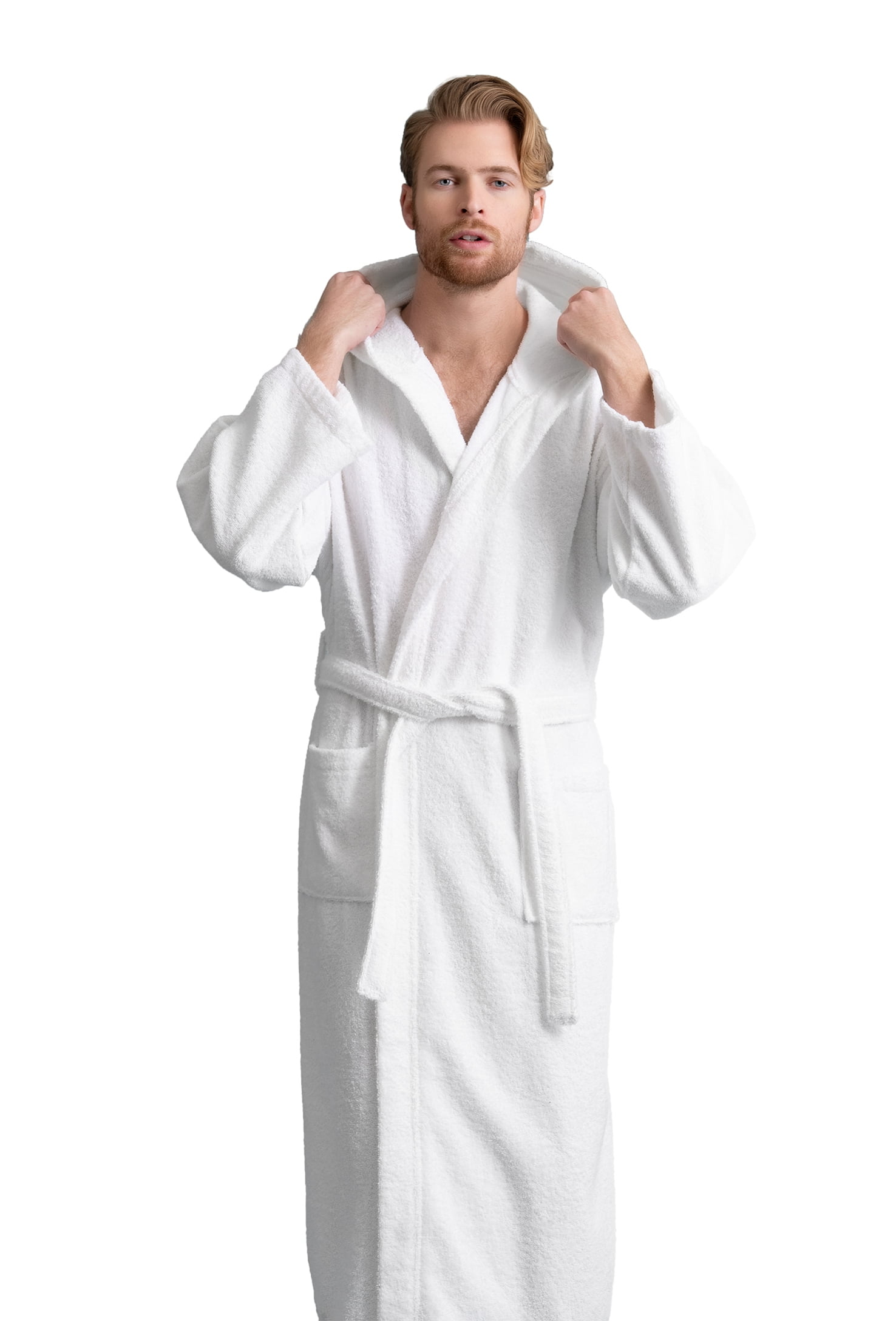 Men's Cotton Terry Robe - Hooded, Comfortable, Twel-Like Absorbency ...