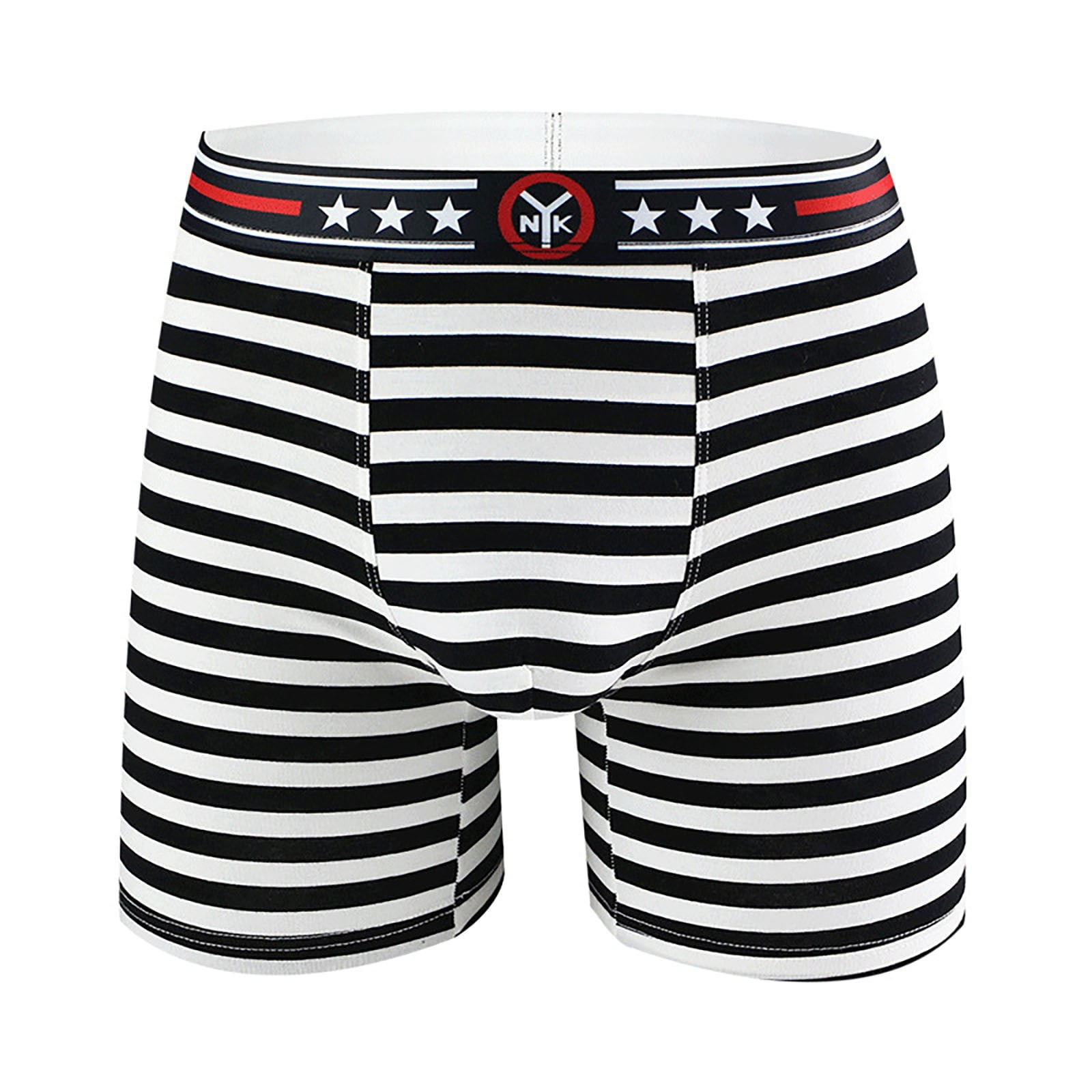 Liaosiiii Mens Cotton Underwear Lengthened Flat Angle Stripes Low