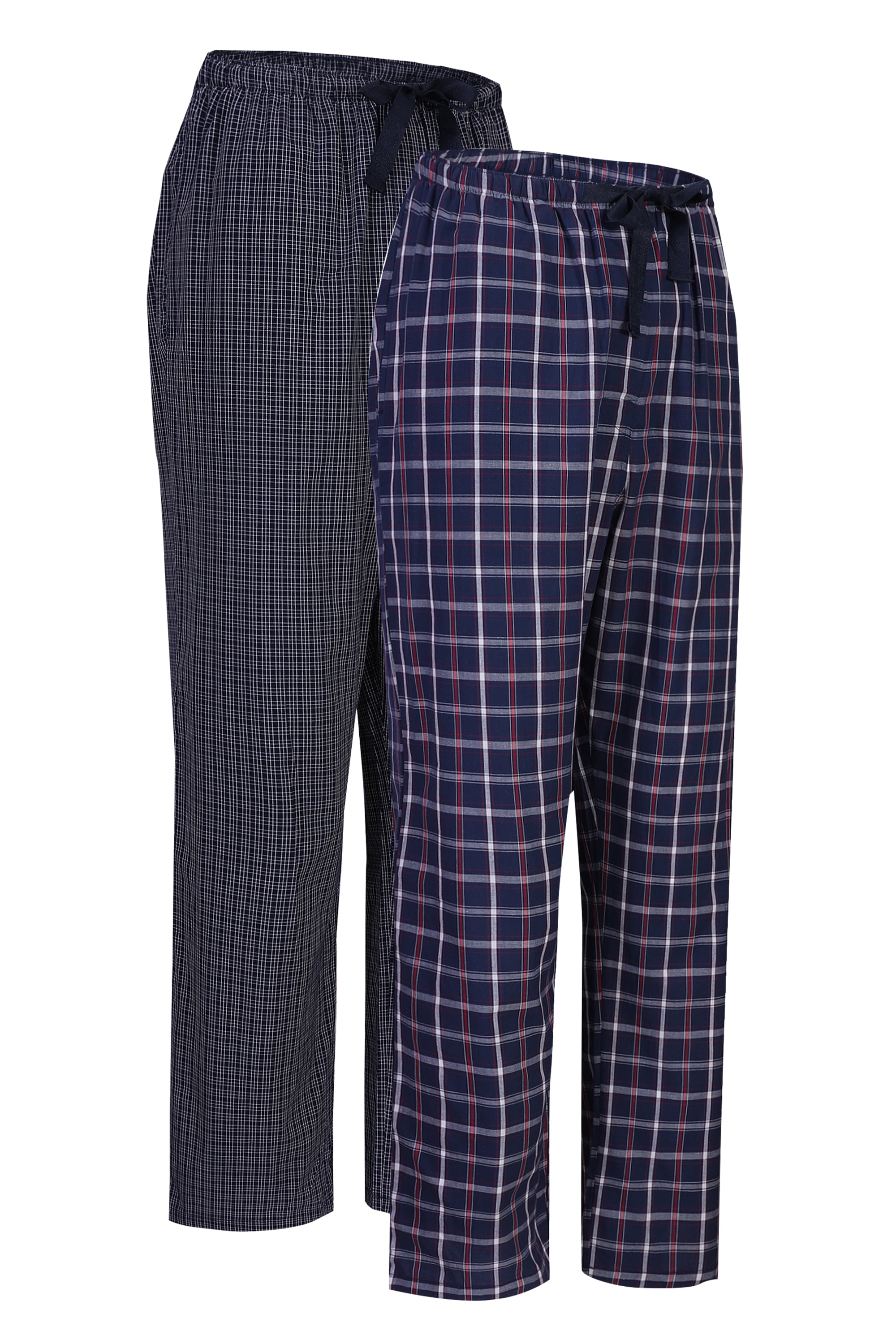 GLOBAL Men's Cotton Yarn Pajamas Pants- Plaid Pajama Pants for Men with Pockets-Lounge & Sleep ...