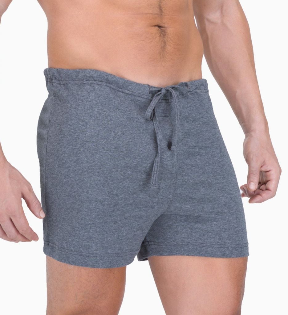 Cottonique Men's Latex Free Organic Cotton Boxer Shorts, Melange Grey ...
