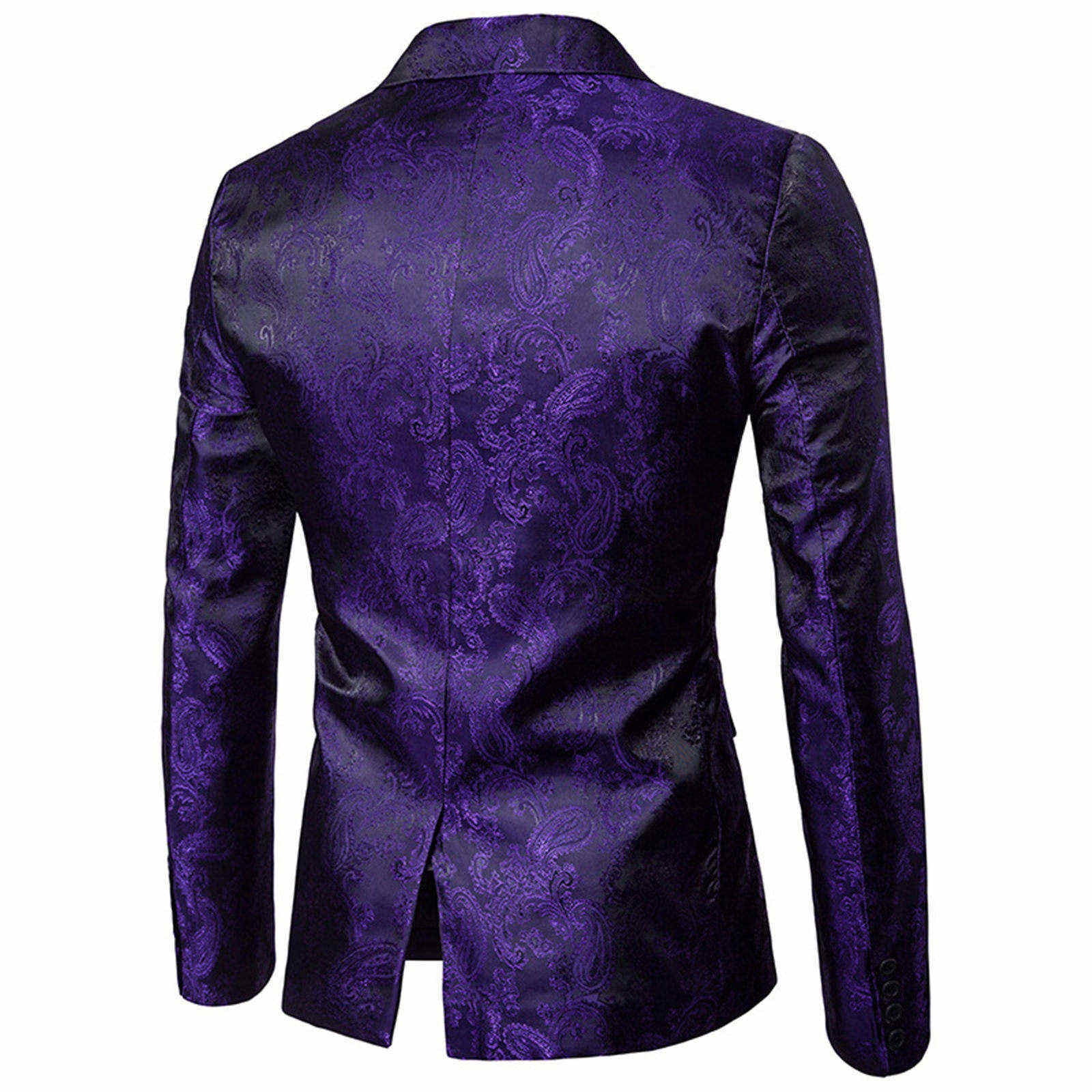 Men's Court Style Dark Grain Design One-Button Slim Suit Top - Walmart.com