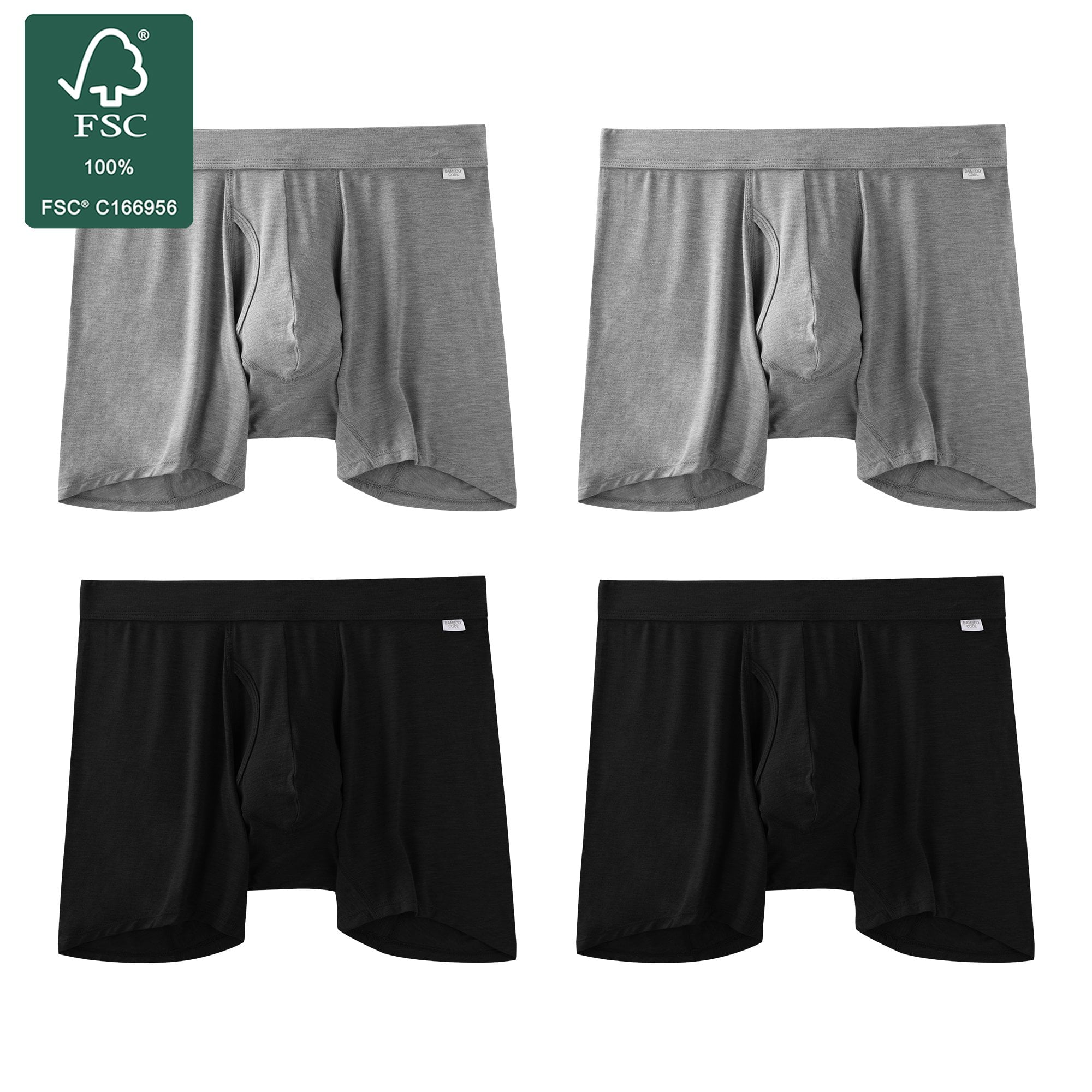 Men's Covered Waistband Boxer Briefs,Bamboo Rayon Underwear for Men,4 ...