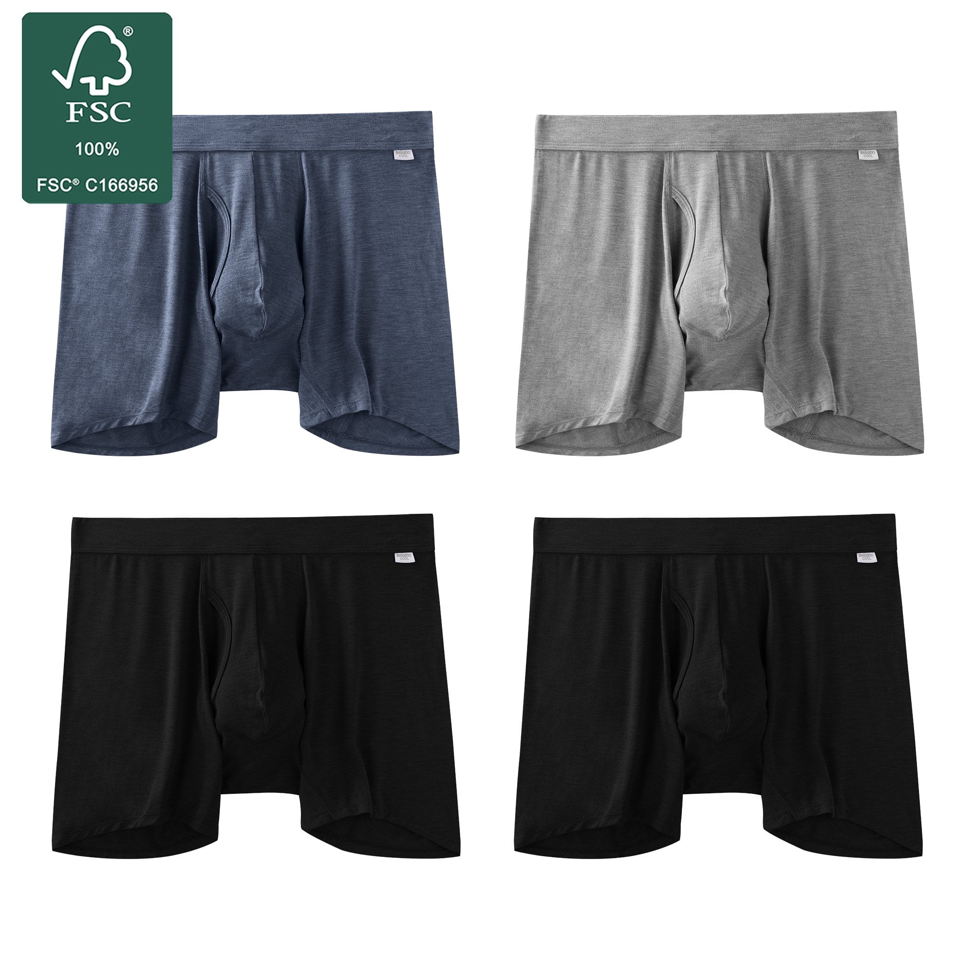 BAMBOO COOL Men's Boxer Briefs, Bamboo Rayon Underwear, Covered ...
