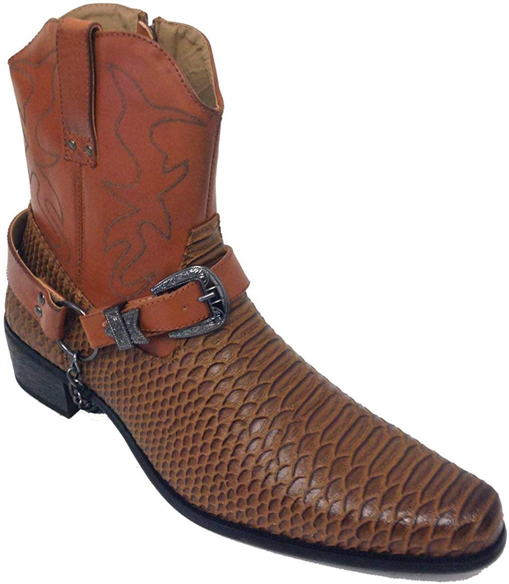 Men's Cowboy Boots Western Snake Skin Print Alligator Crocodile Zippper ...