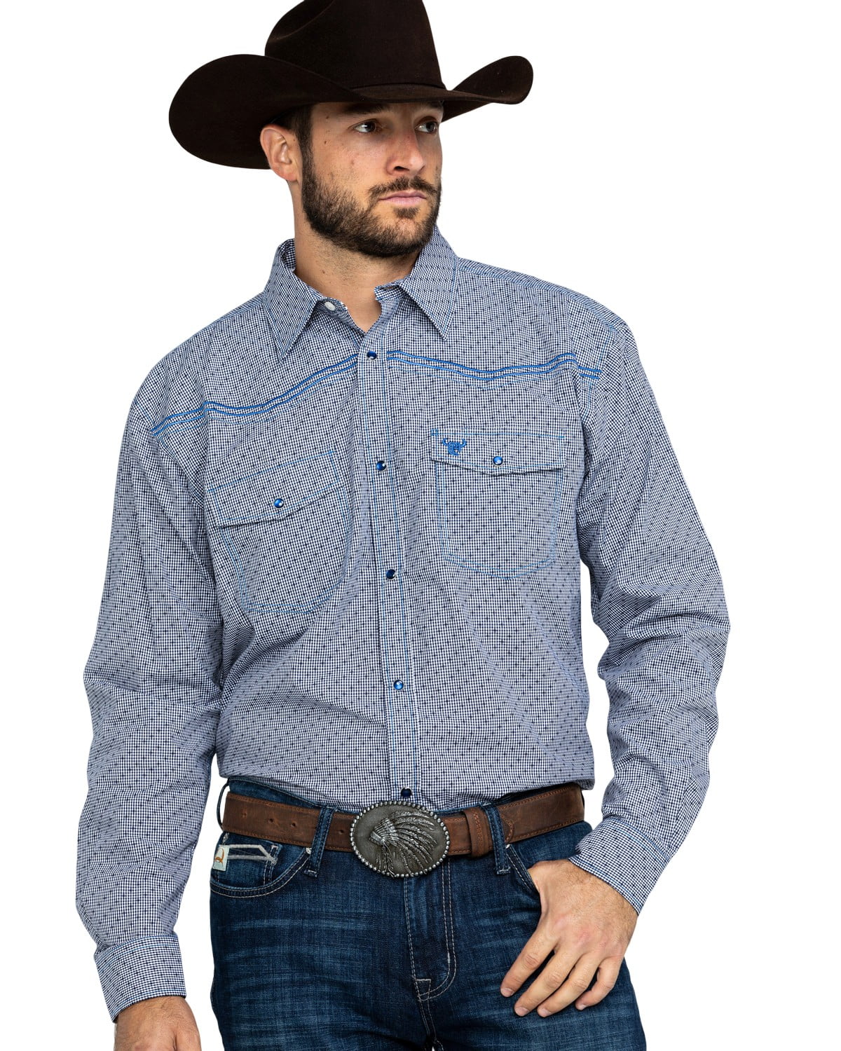 Men's Cowboy Hardware Dobby Print Long Sleeve Western Shirt - 125361 ...