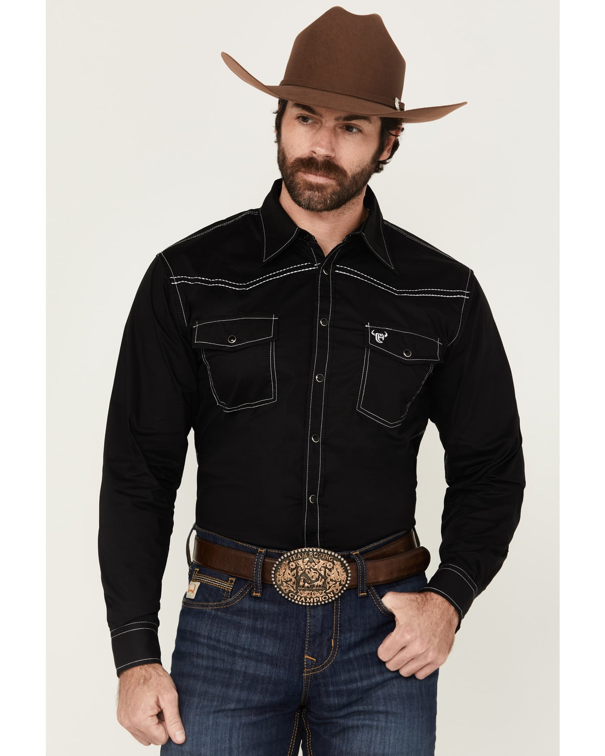 Men's Cowboy Hardware Hecho En Mexico Solid Long Sleeve Snap Western ...