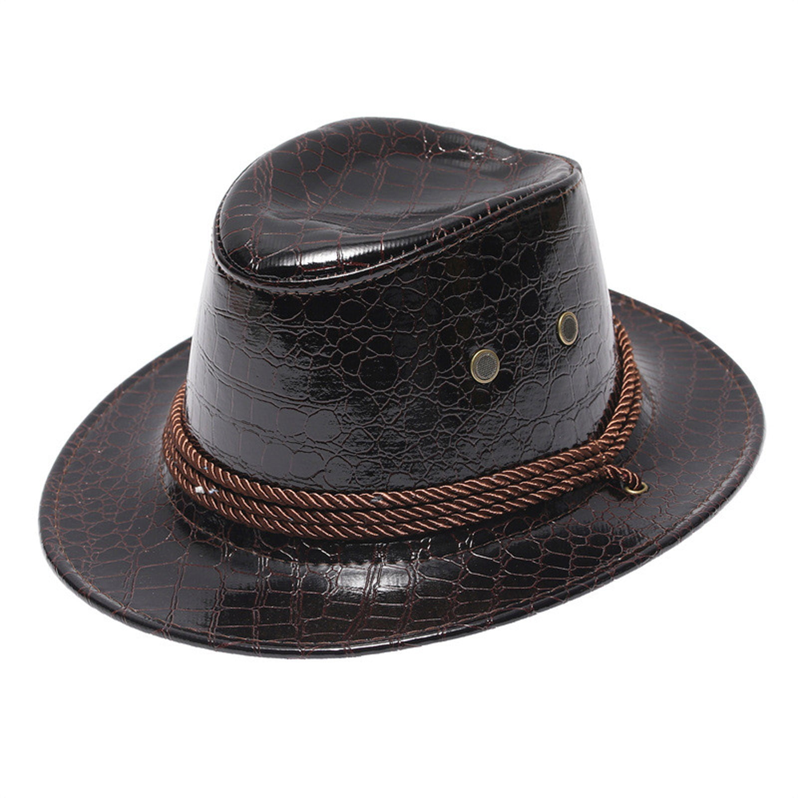 Men's Cowboy Hats Coffee Hat Classic Outdoor Fedora Hats Summer Cowboy ...