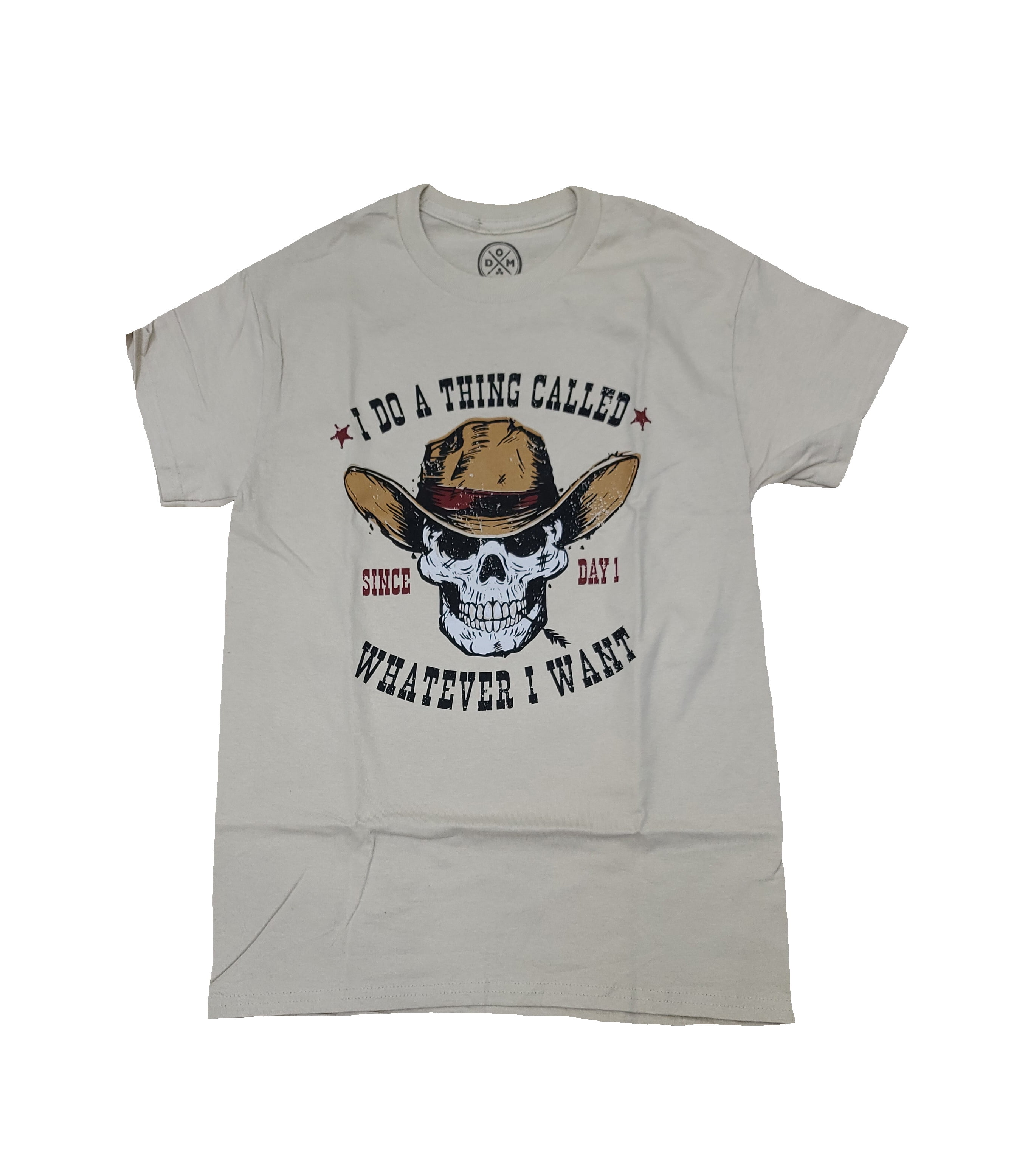Men's Cowboy Skull I Do a Thing Called Whatever I Want Beige Graphic T ...