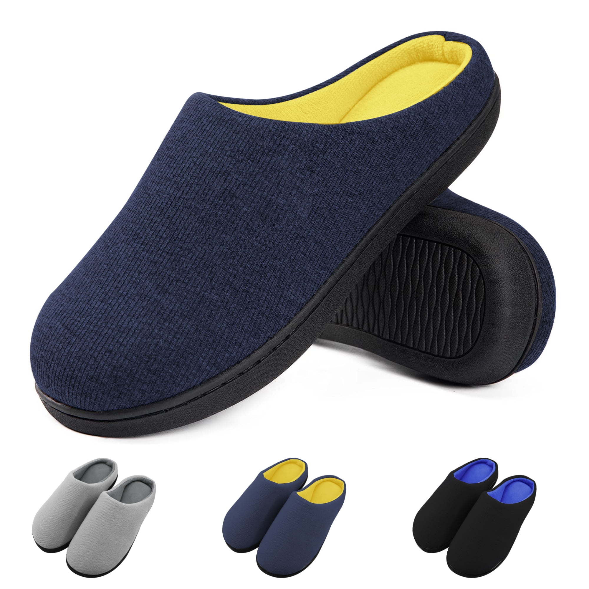 Men's Cozy Slippers Two-Tone Indoor Outdoor House Shoes, Mens Memory ...