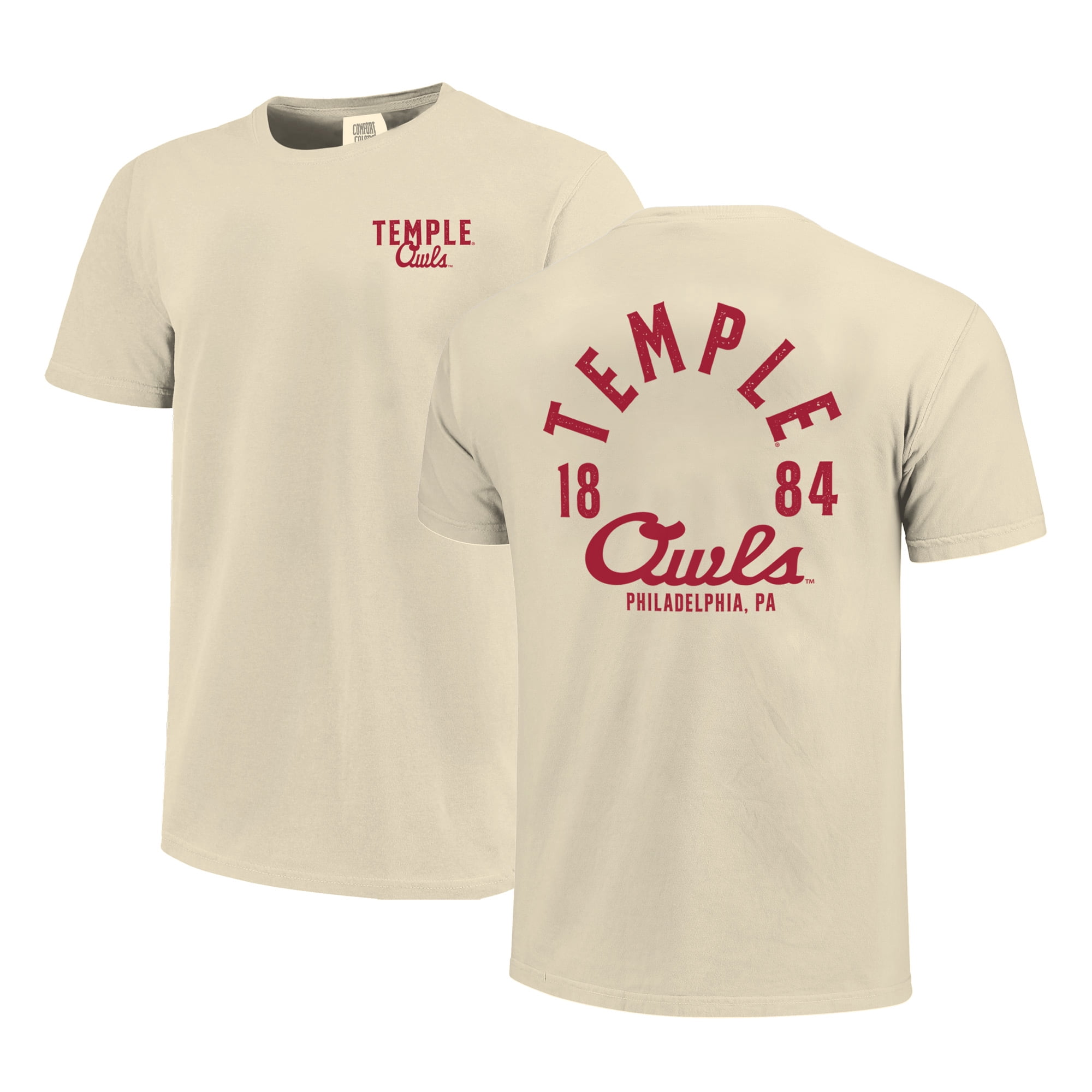 Men's Cream Temple Owls Comfort Colors Mascot Overlay T-Shirt - Walmart.com