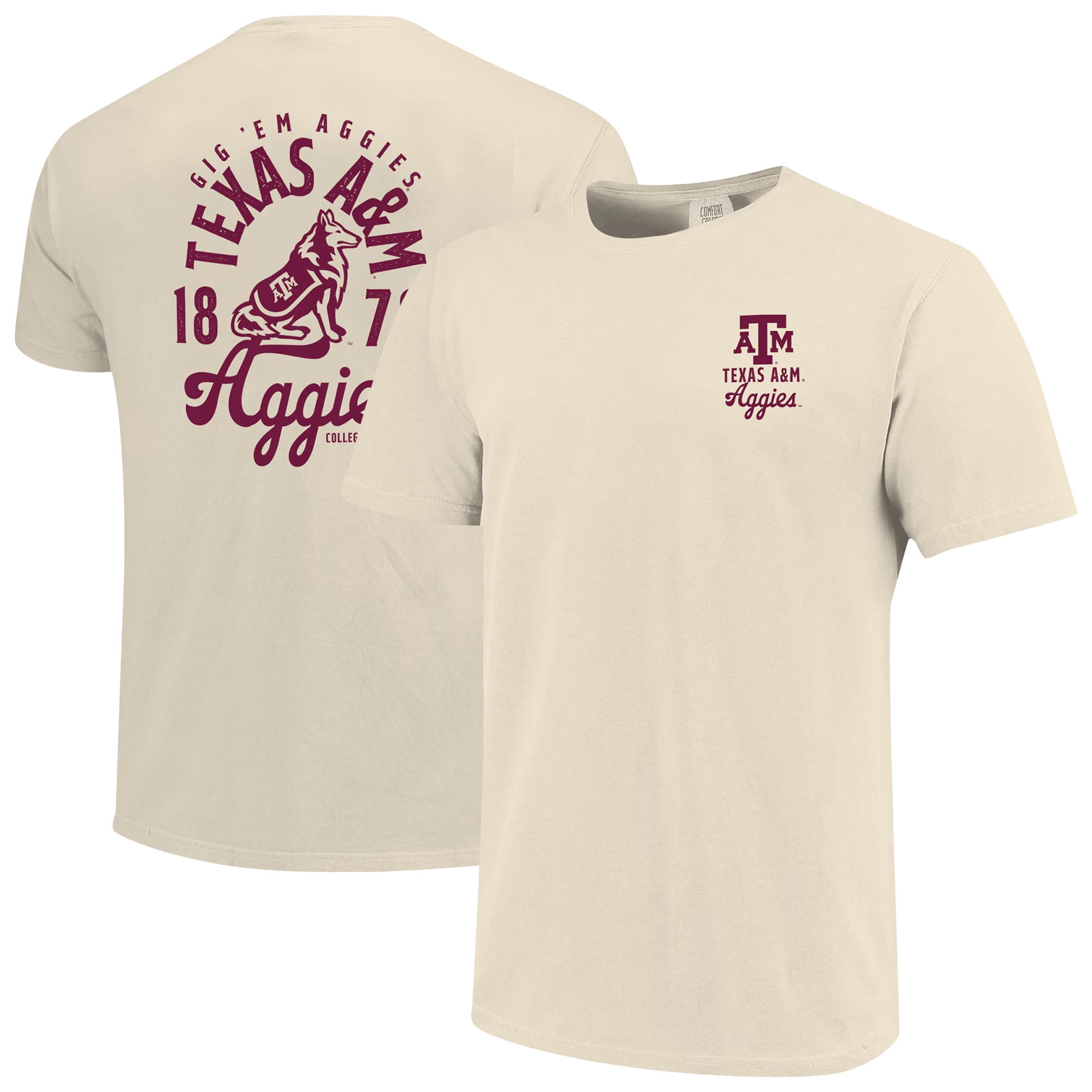 Men's Cream Texas A&M Aggies Comfort Colors Mascot Overlay T-Shirt ...