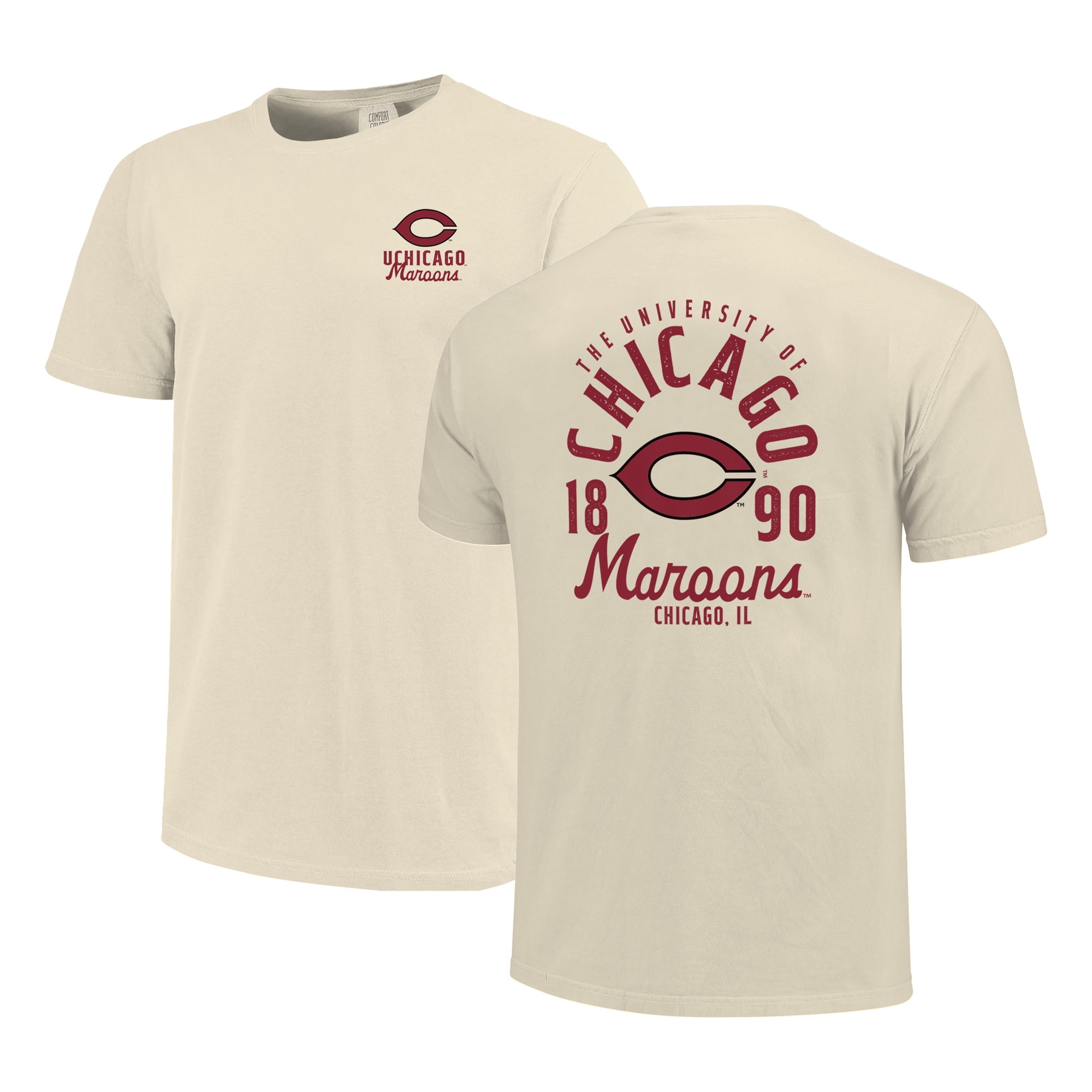 Men's Cream UChicago Maroons Comfort Colors Mascot Overlay T-Shirt ...