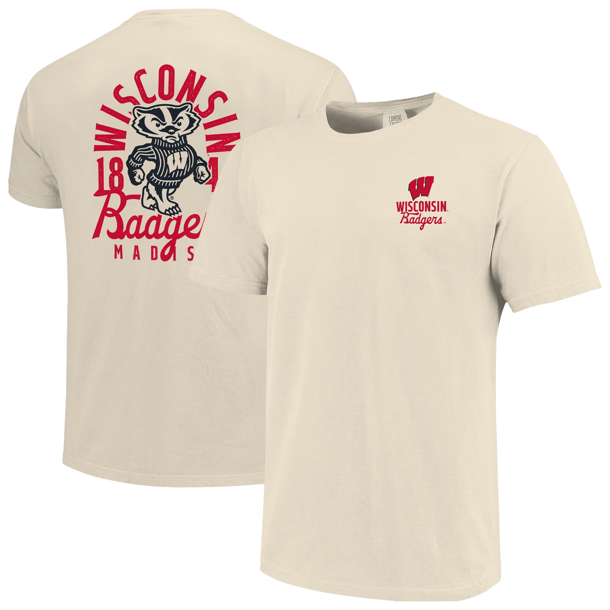 Men's Cream Wisconsin Badgers Comfort Colors Mascot Overlay T-Shirt ...