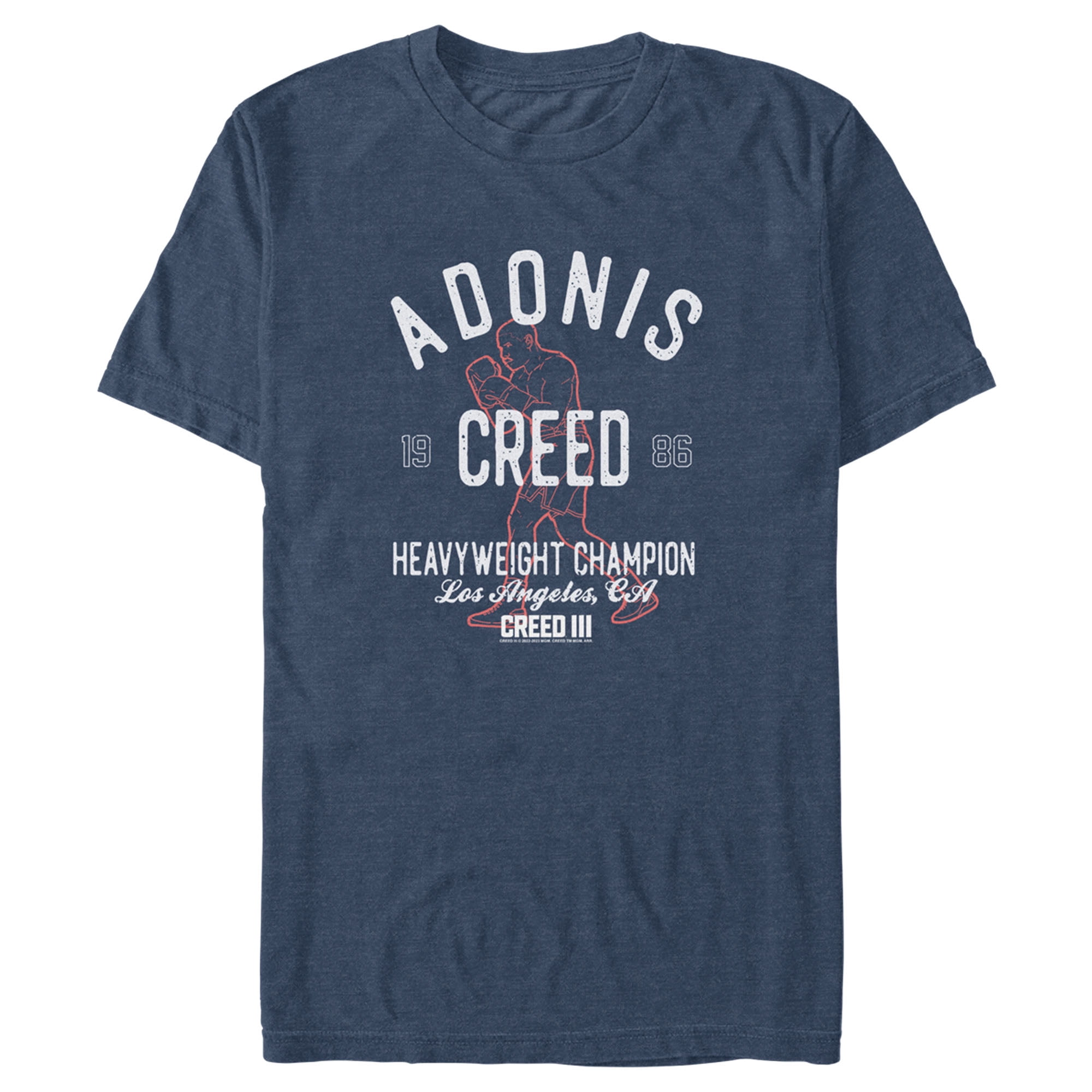 Men's Creed III Adonis Heavyweight Champion Graphic Tee Navy Blue ...