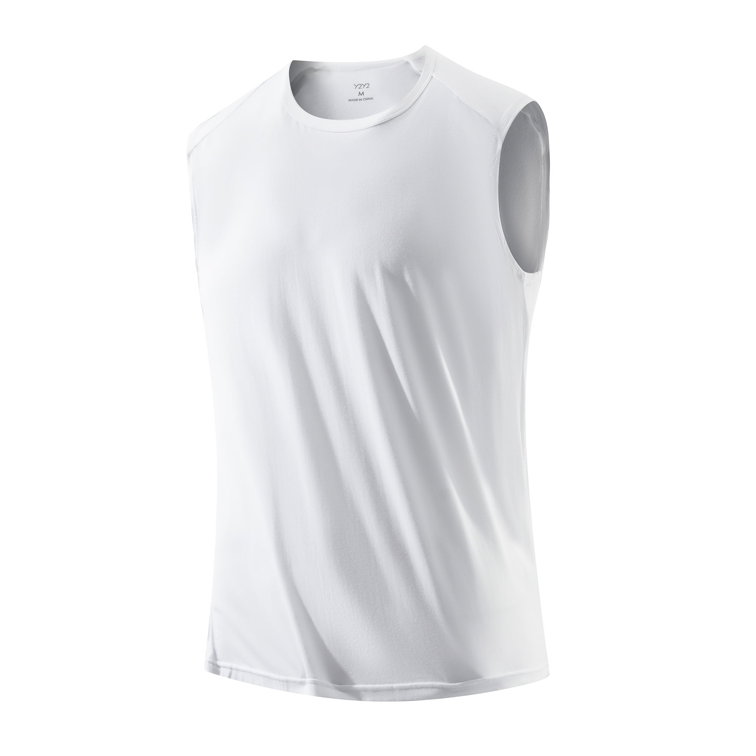 Men's Crew Neck Modal Sleeveless T-Shirt White 4XL 58"-60" Big and Tall ...