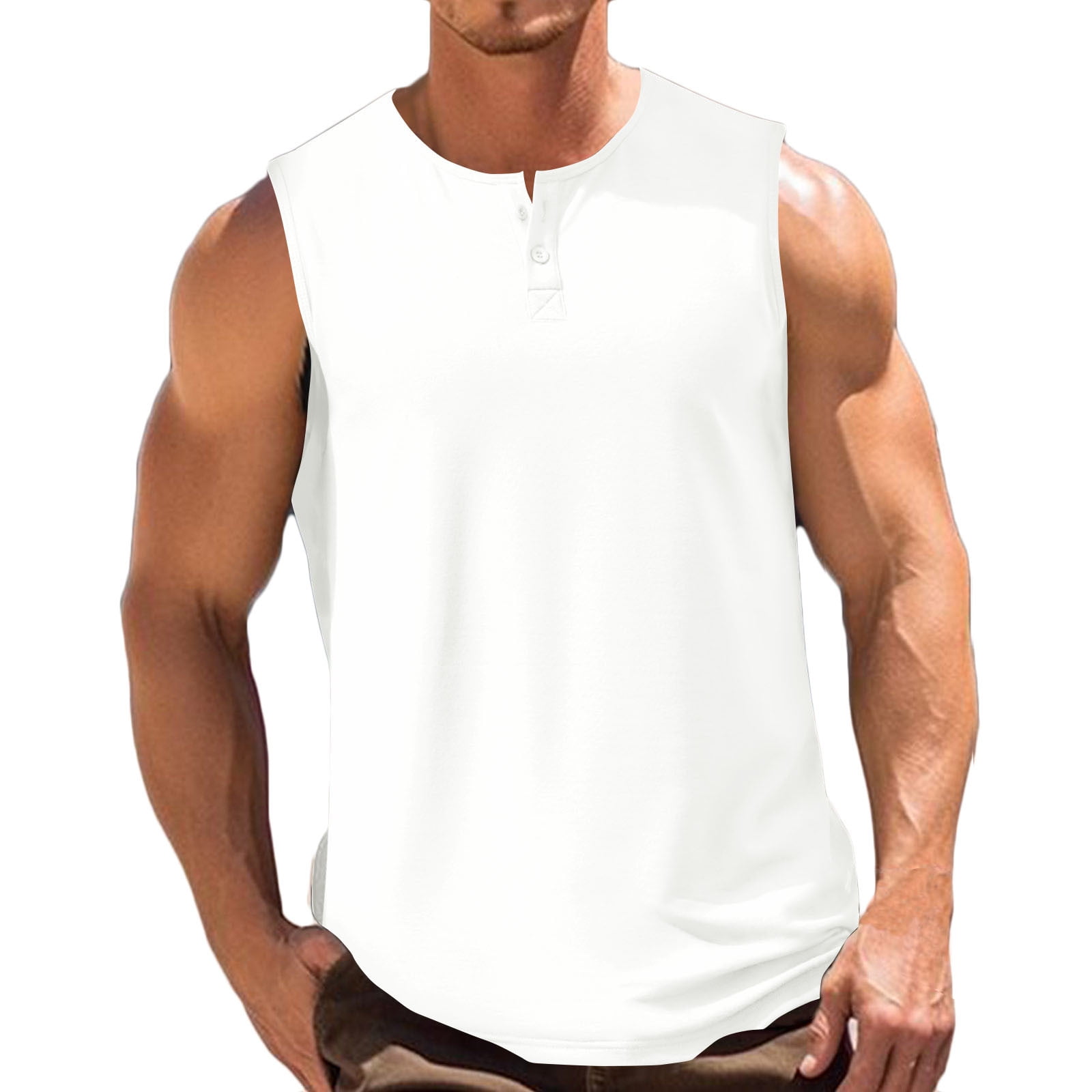 Men's Crew Neck Tank Top Lightweight Athletic Solid Sleeveless T-Shirt ...