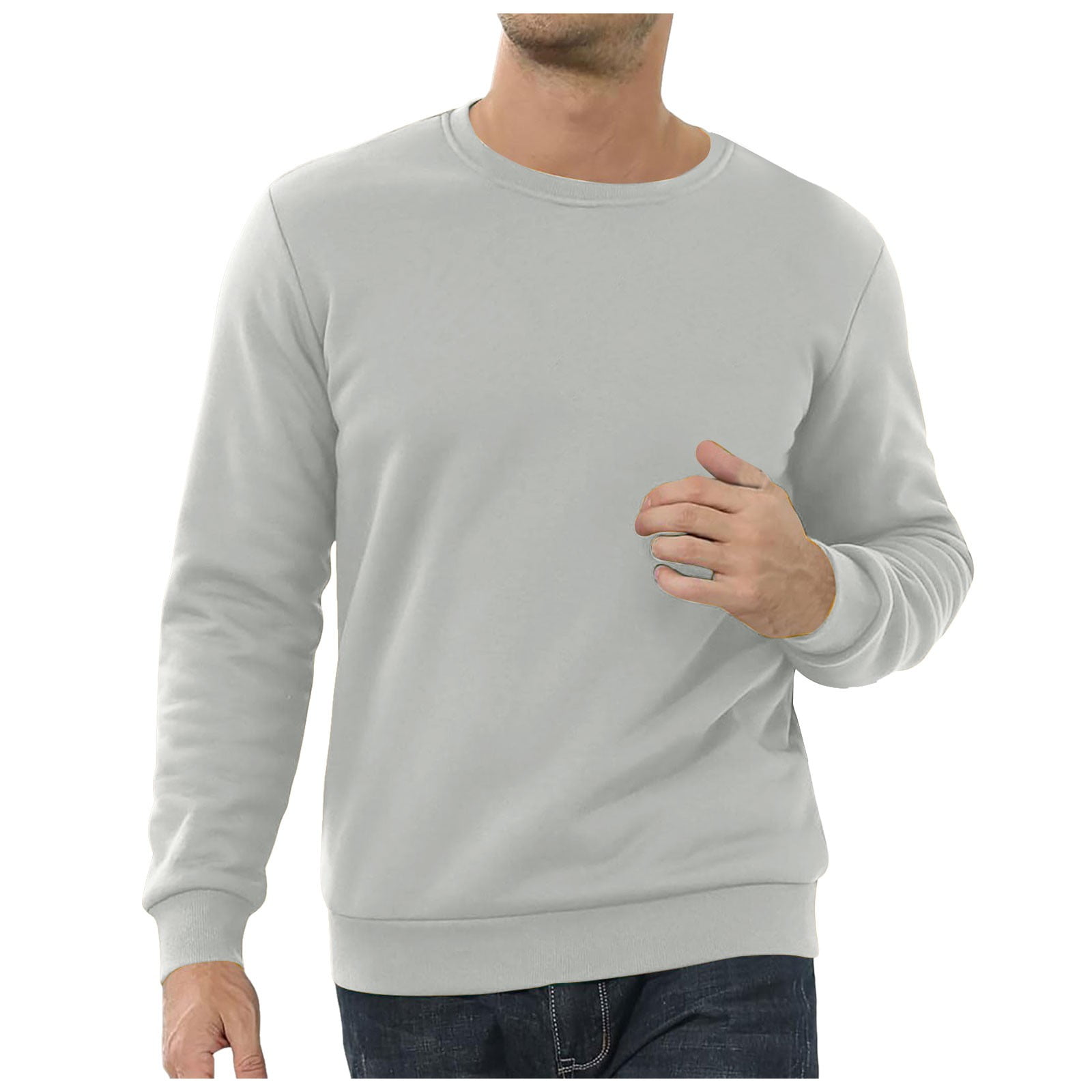 Men's Crewneck Warm Sherpa Lined Sweatshirts Basic Winter Fleece ...