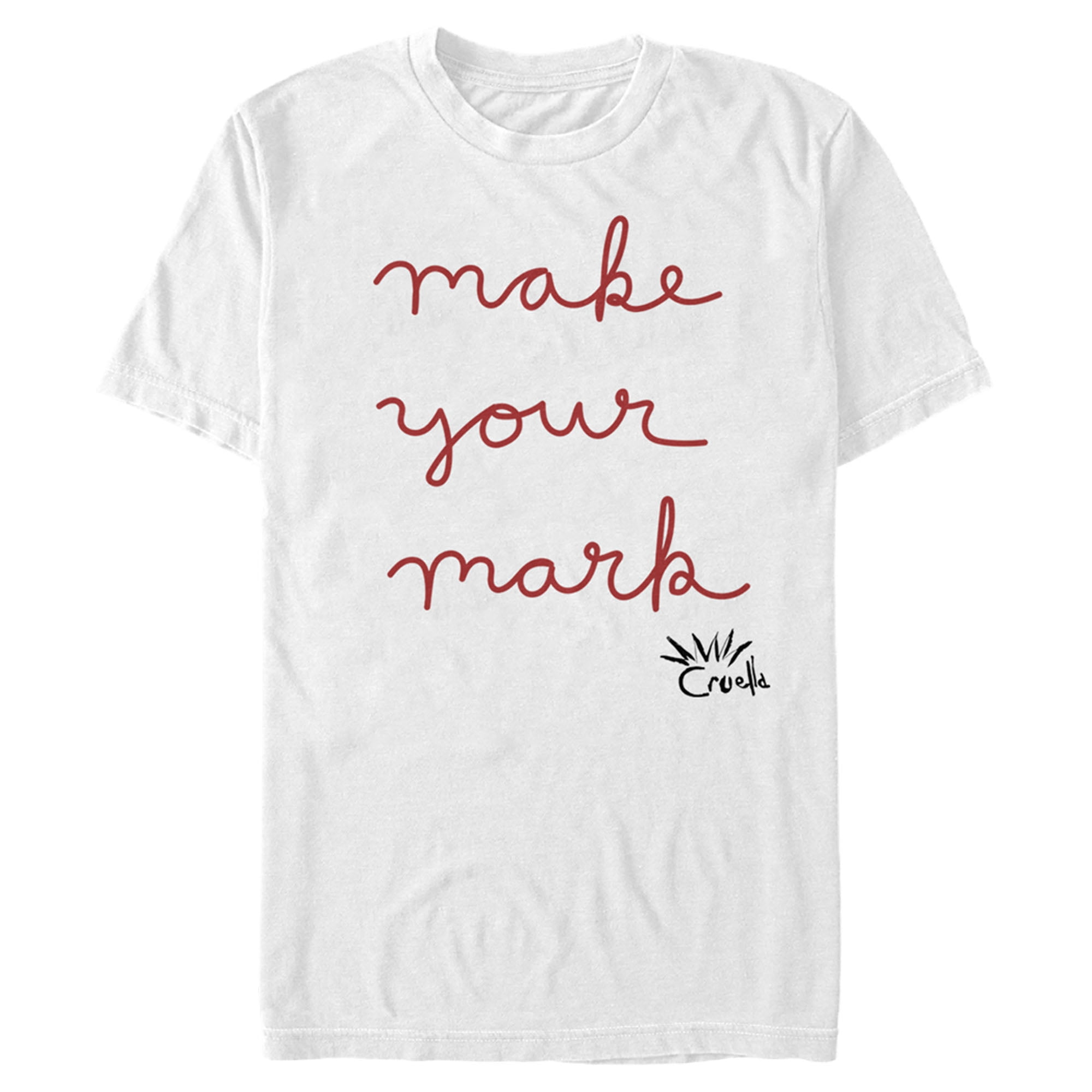 Men's Cruella Make Your Mark Cursive Writing Graphic Tee White 2X Large ...