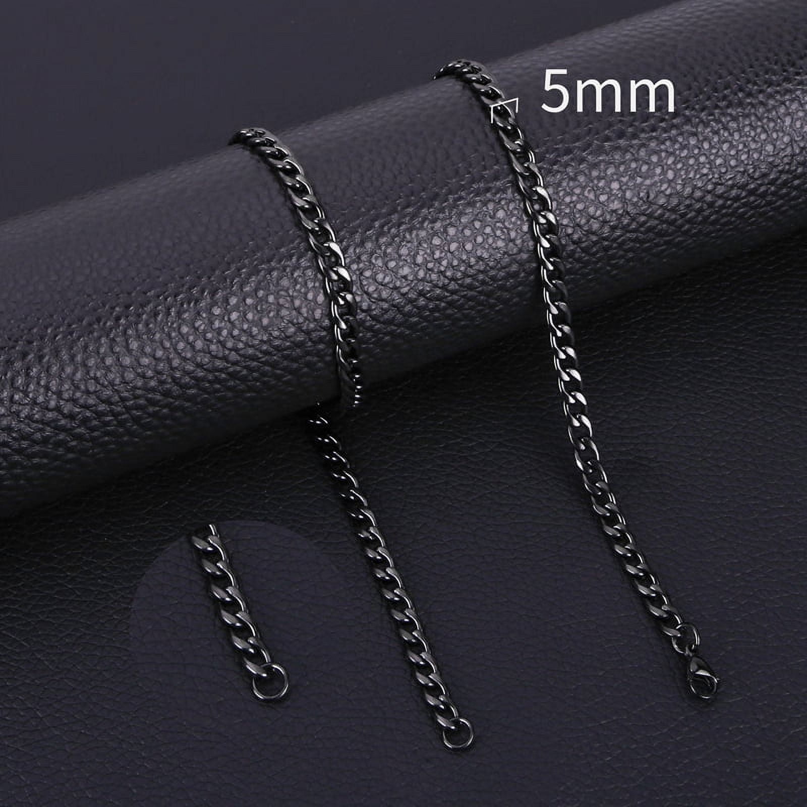Men's Cuban Link Chain Necklace Stainless Steel Black Silver Gold Color ...