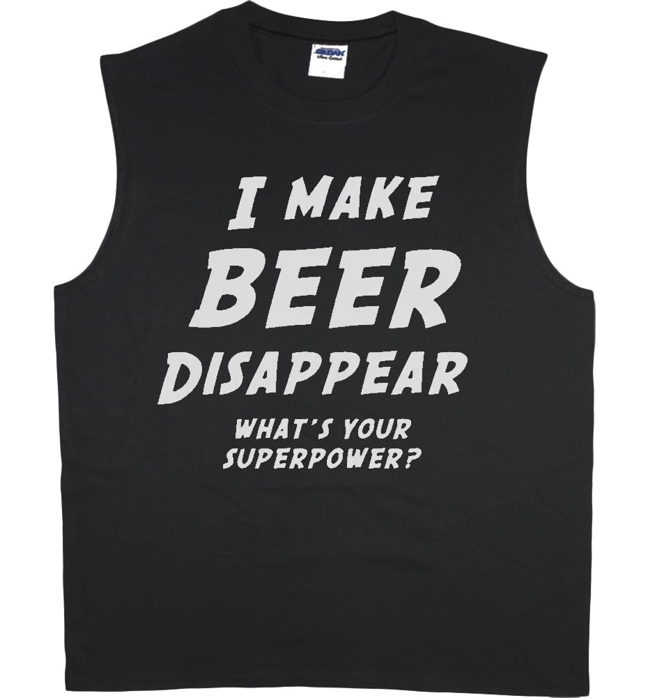 Men's Cut Off Shirts Beer Superpower Funny Drinking T-shirt Sleeveless ...