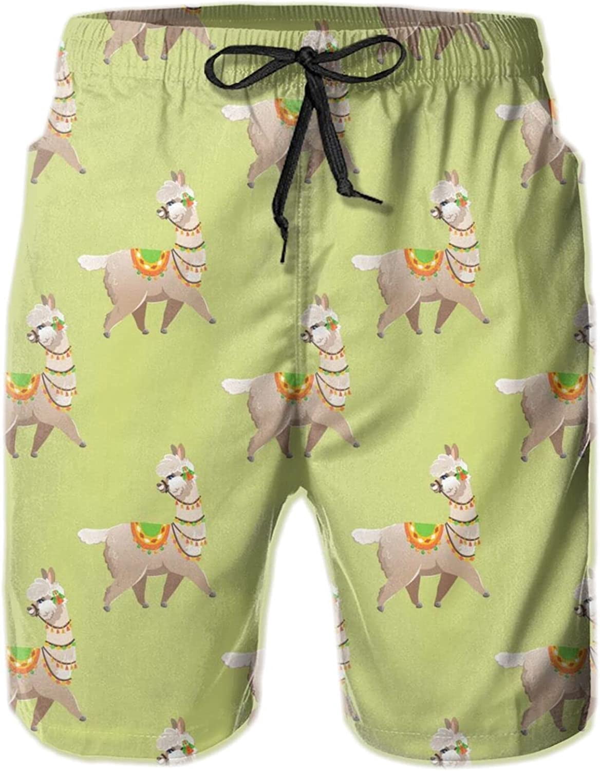 Men's Cute Alpaca Swim Trunks Quick Dry Swim Shorts Fashion Beach Board ...