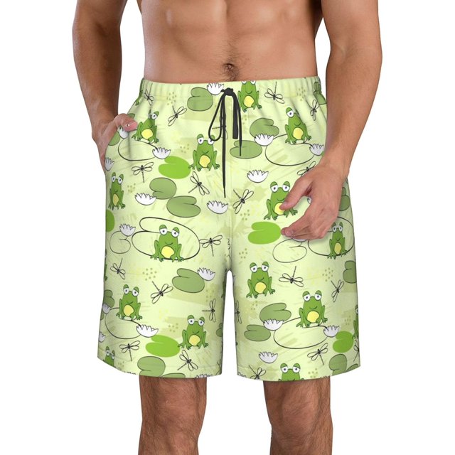 Men's Cute Frog Dragonfly Swim Trunks Flying Bees Summer Beach Shorts ...