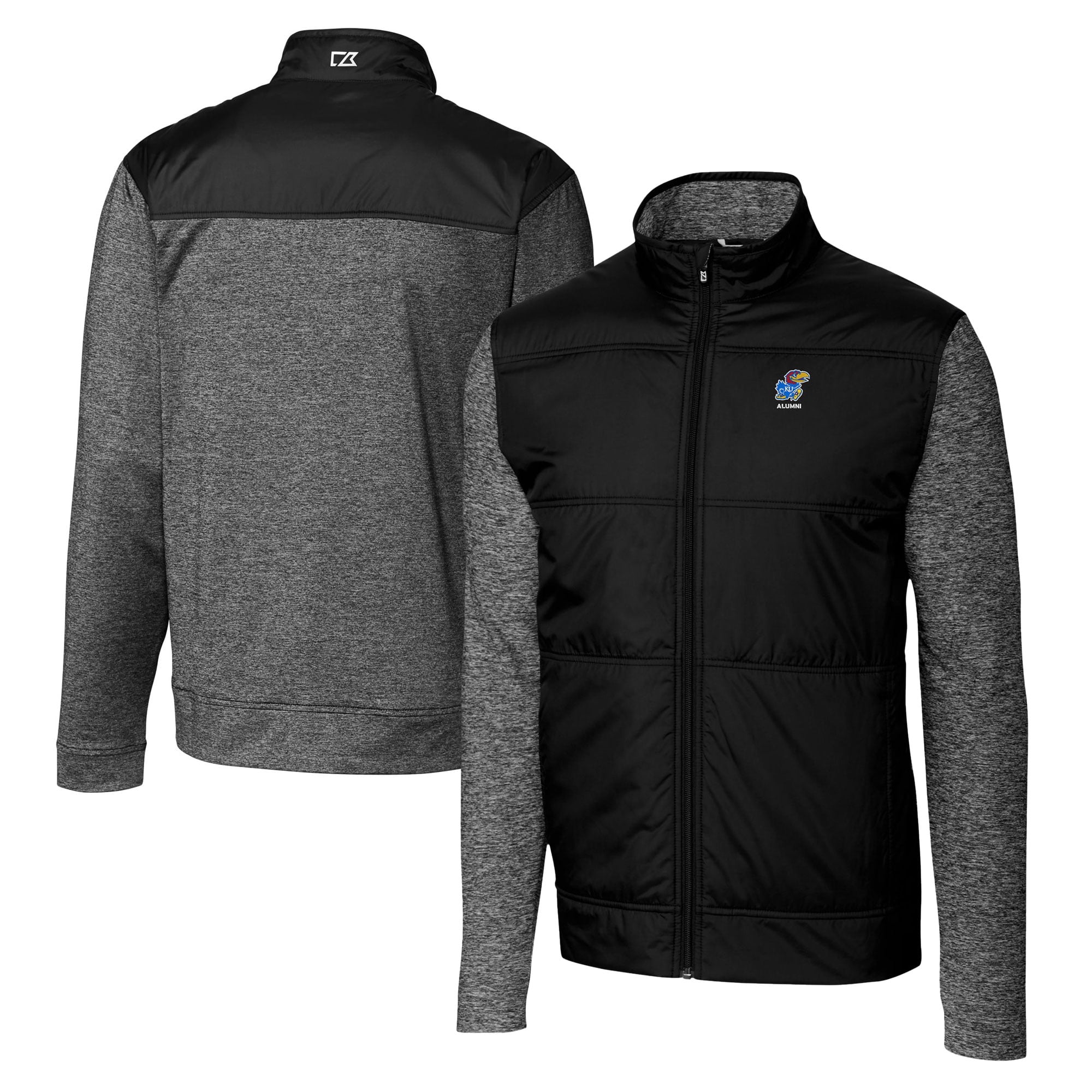 Men's Cutter & Buck Black Kansas Jayhawks Alumni Logo Stealth Hybrid ...