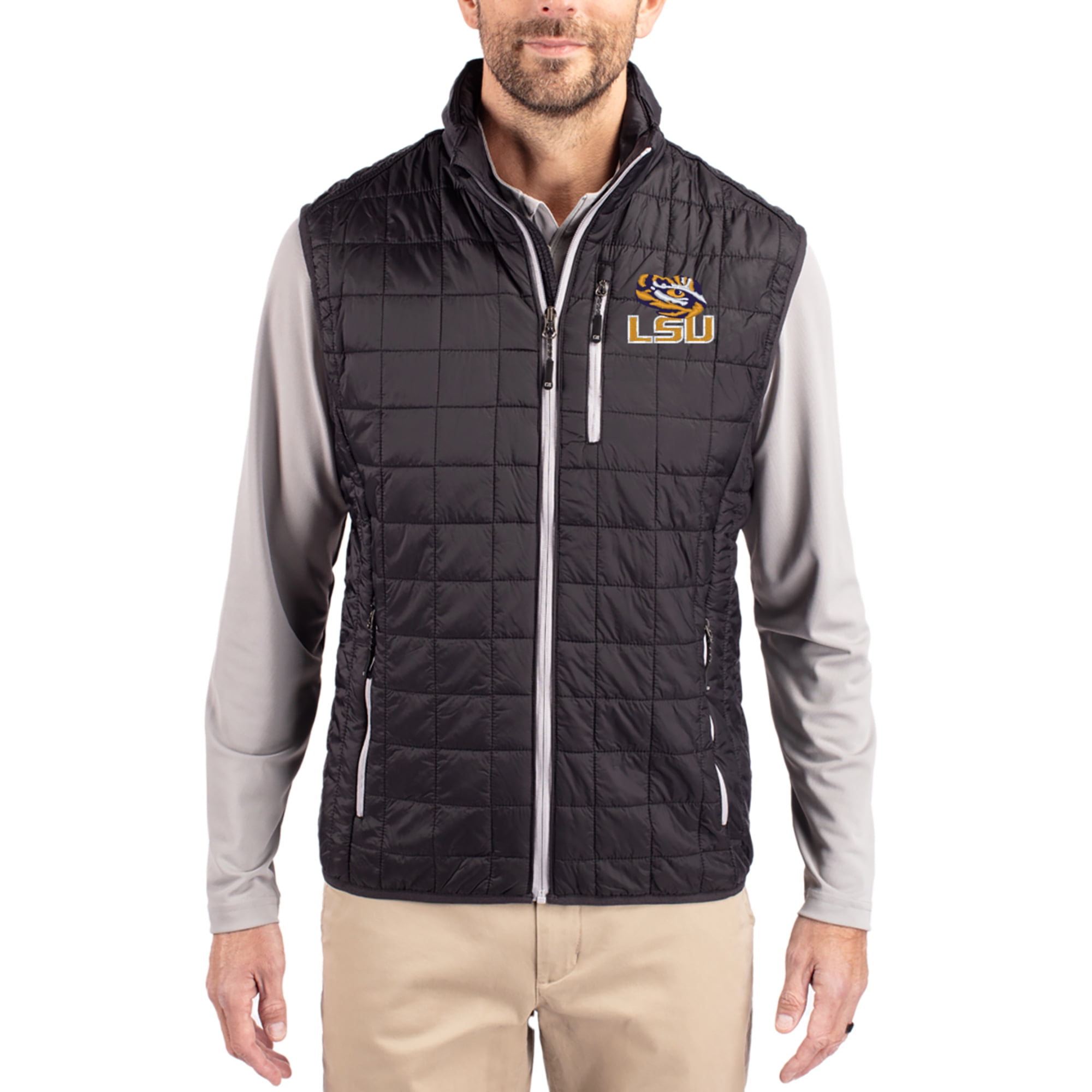 Men's-Cutter & Buck Black LSU Tigers Rainier Eco Insulated PrimaLoft ...
