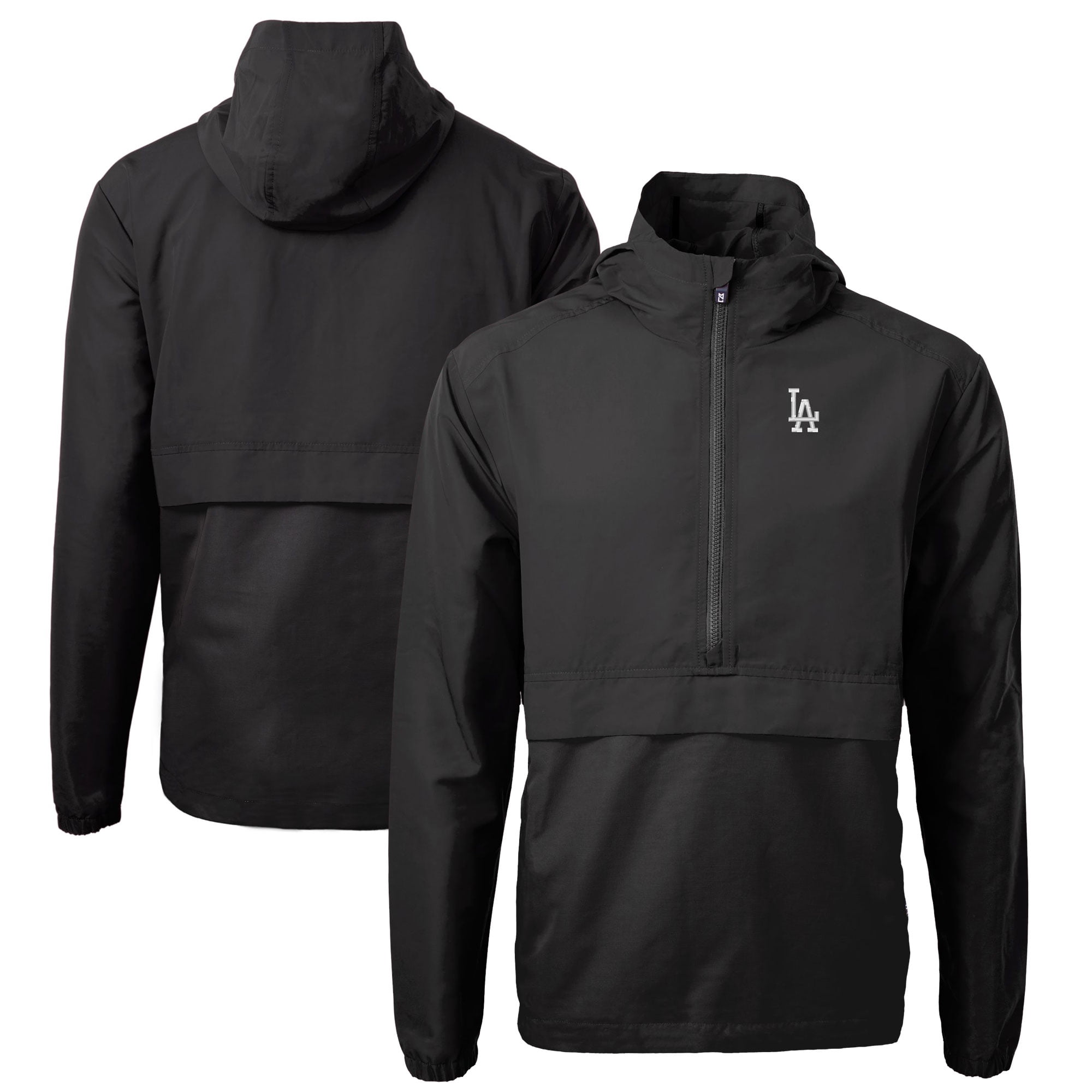 Men's Cutter & Buck Black Los Angeles Dodgers Charter Eco Recycled Half ...