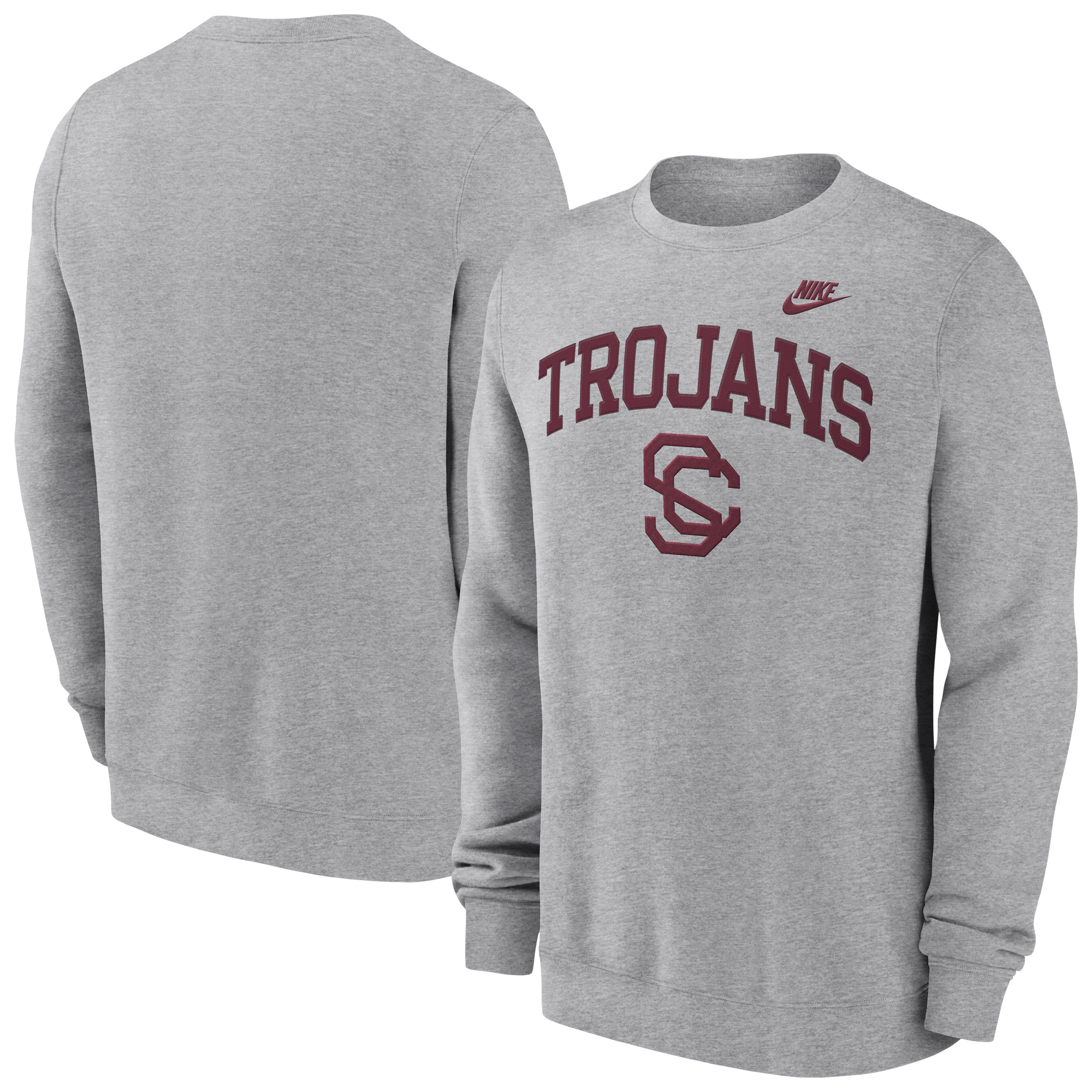 Men's Nike Heather Gray USC Trojans Legacy Classic Pullover Sweatshirt ...