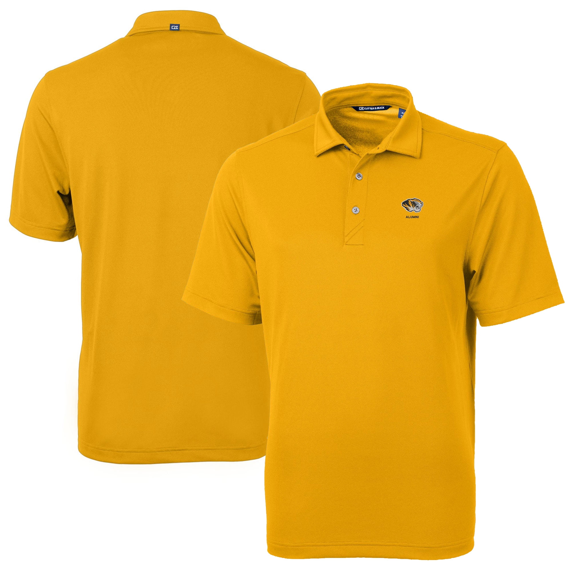 Men's Cutter & Buck Gold Missouri Tigers Alumni Logo Virtue Eco Pique ...