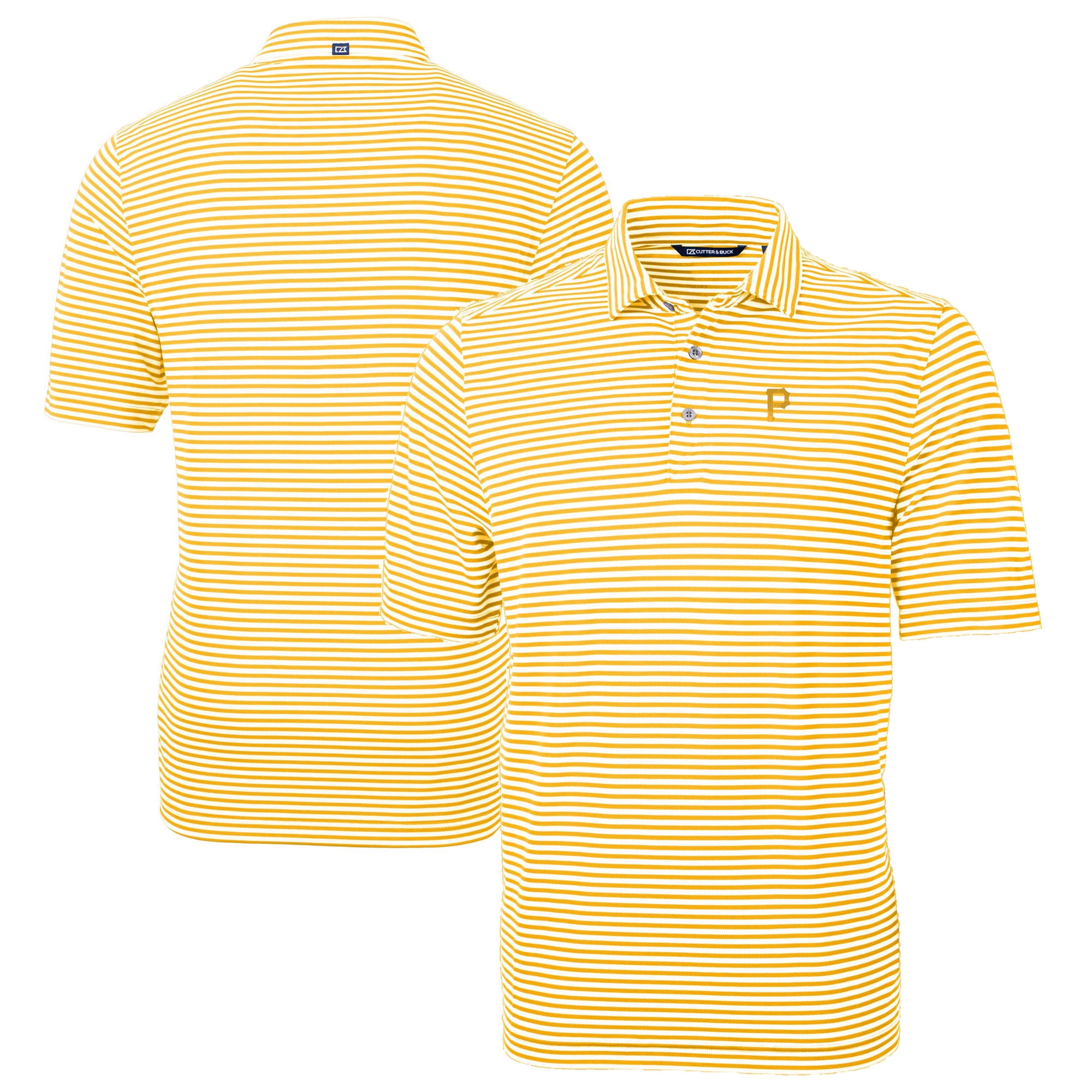 Men's Cutter & Buck Gold Pittsburgh Pirates Virtue Eco Pique Stripe ...