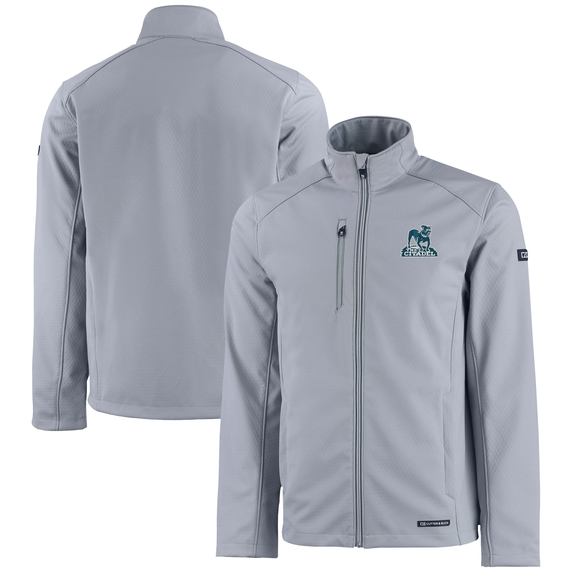 Men's Cutter & Buck Gray Citadel Bulldogs Vault Evoke Eco Softshell ...