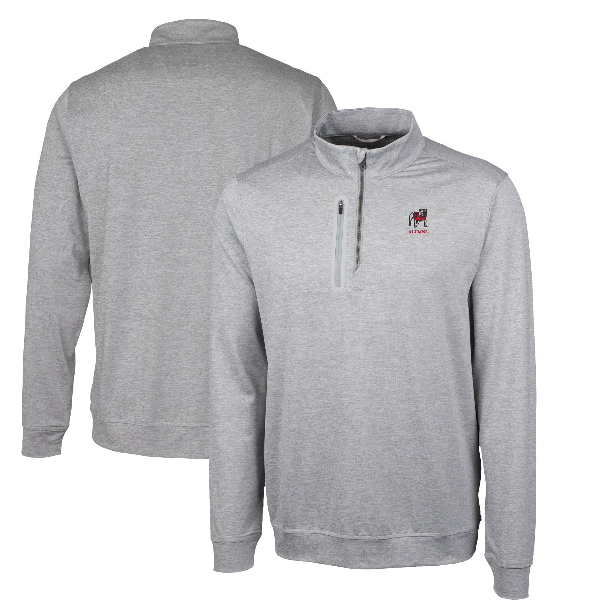 Men's Cutter & Buck Gray Georgia Bulldogs Alumni Logo Vault Stealth Quarter-Zip DryTec Top ...