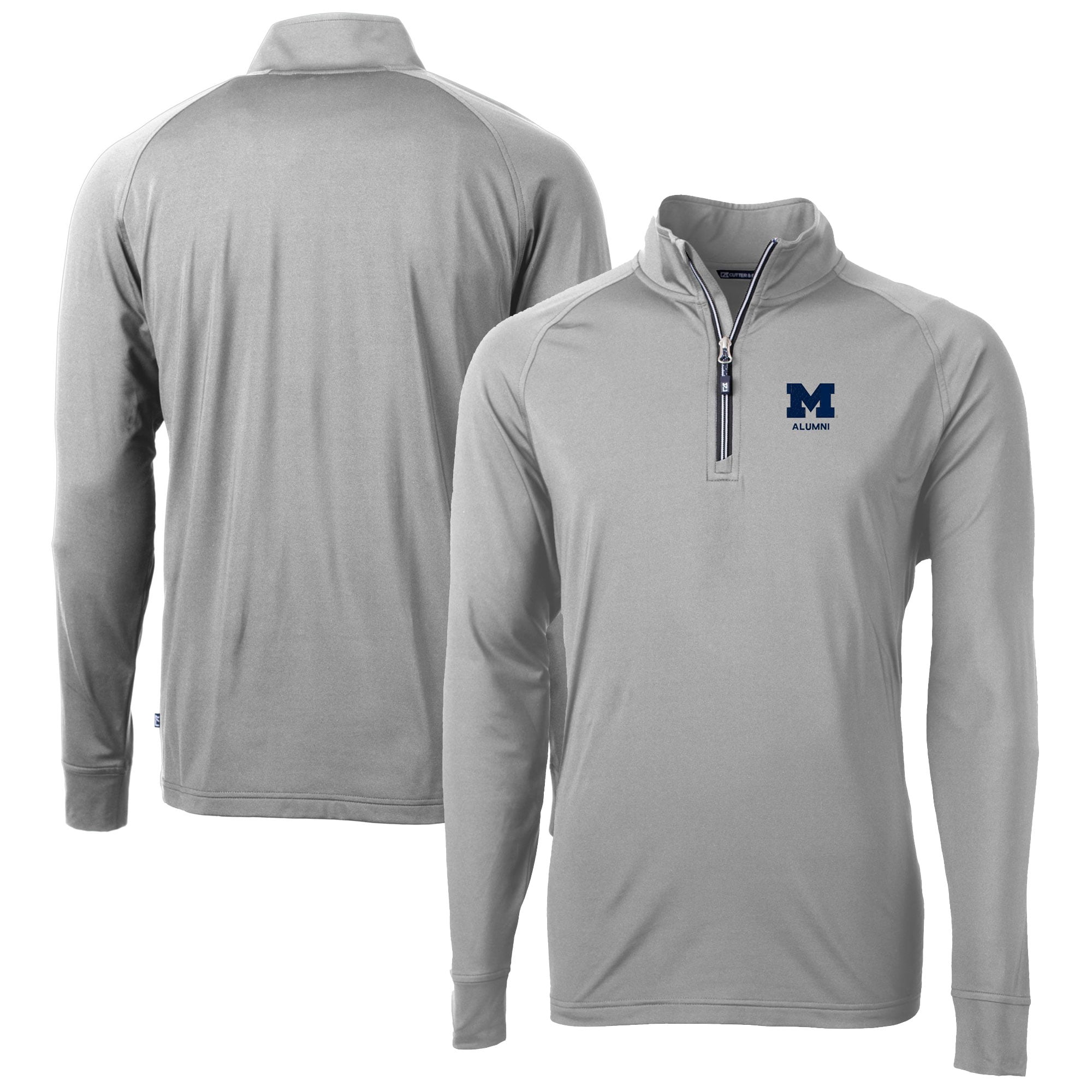Men's Cutter & Buck Gray Michigan Wolverines Alumni Logo Adapt Eco Knit ...