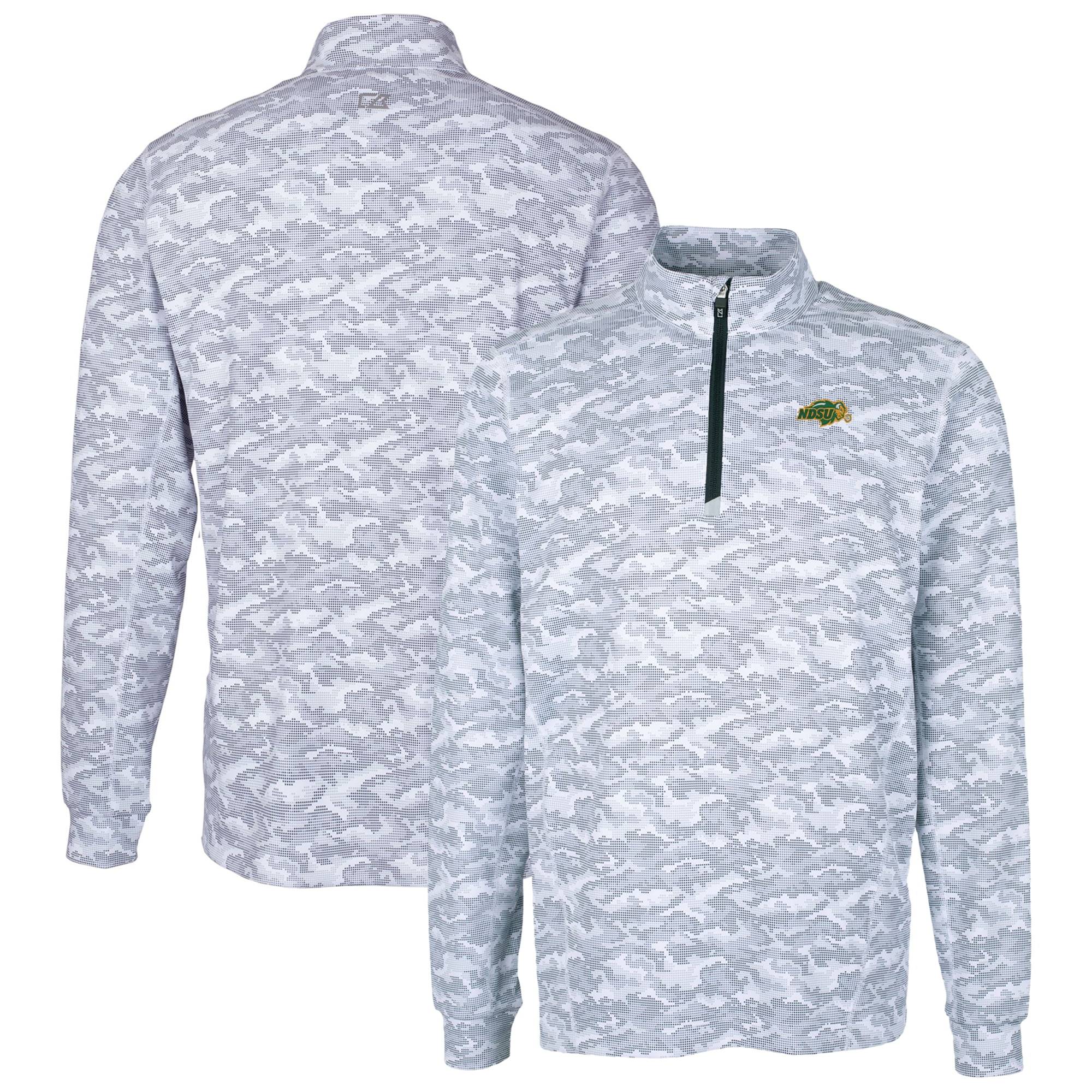 Men's Cutter & Buck Gray NDSU Bison DryTec Traverse Camo Print Quarter ...